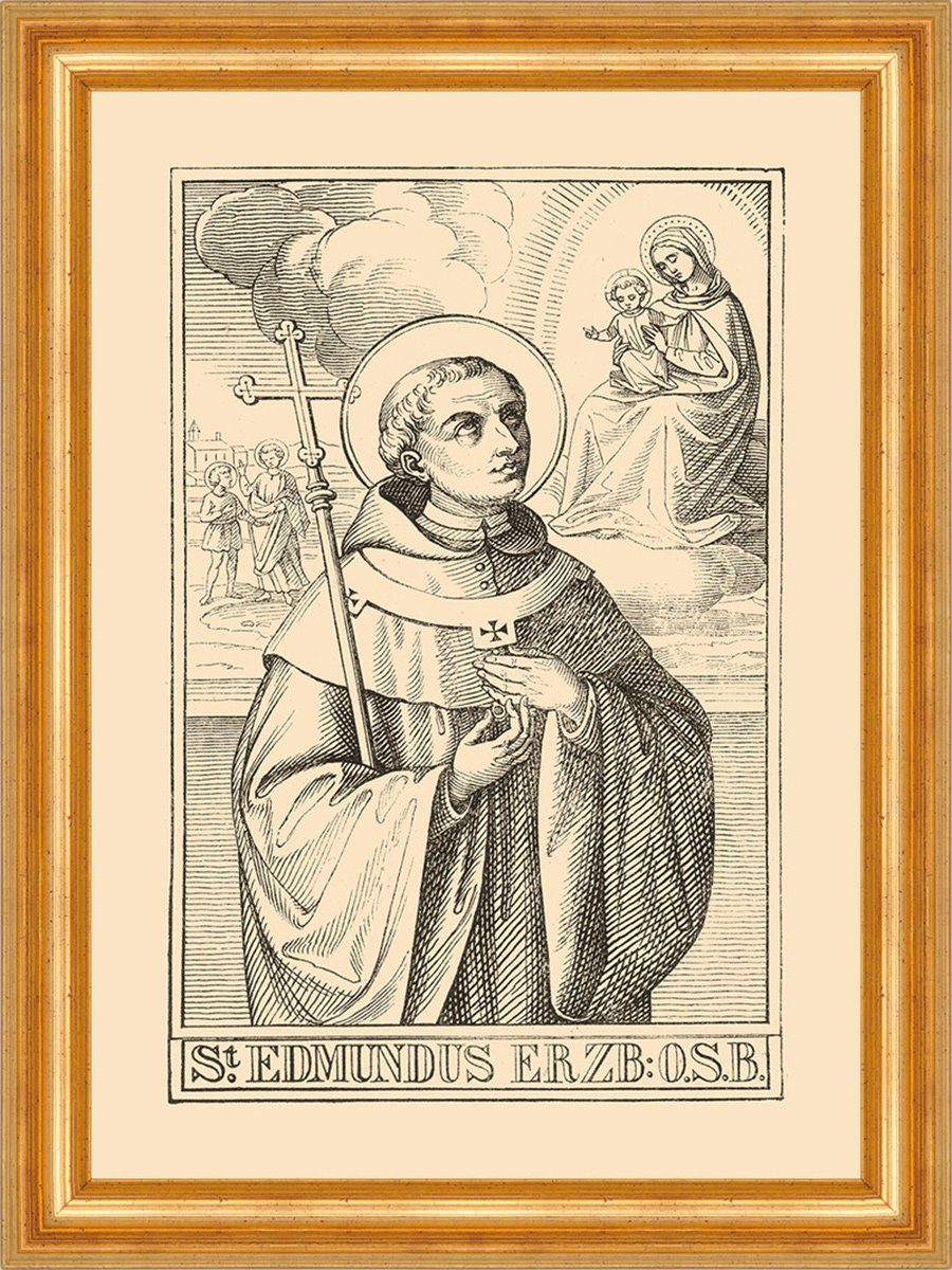 Kunstdruck Der heilige Edmundus Edmund Abingdon Holzstich Sankt A4 1083 Gerahmt, (1 St)