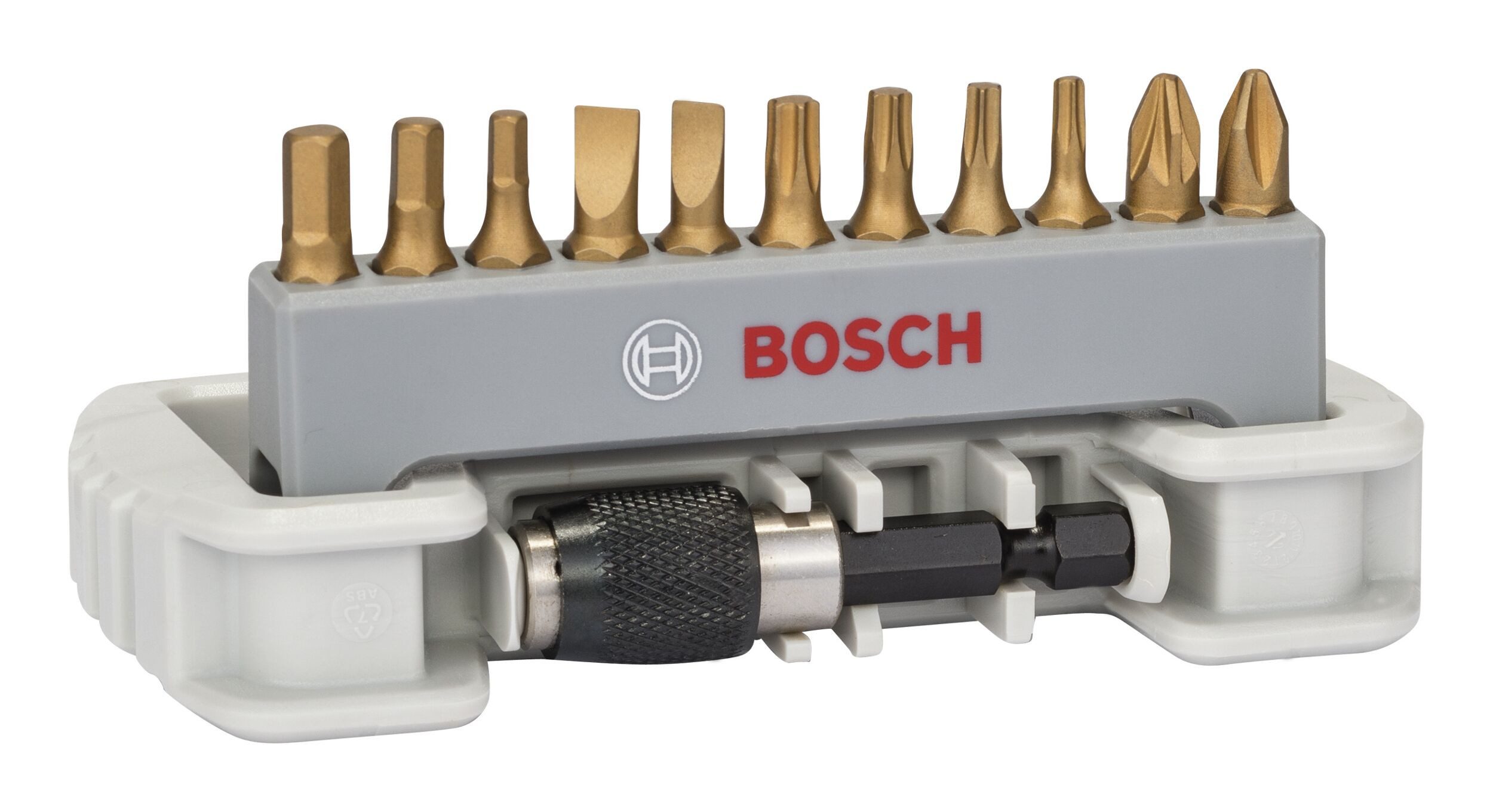 BOSCH Bit-Set, 11 Teile, Max Grip Schrauberbit m. Schnellwechselhalter - PH, PZ, T, S, HEX x