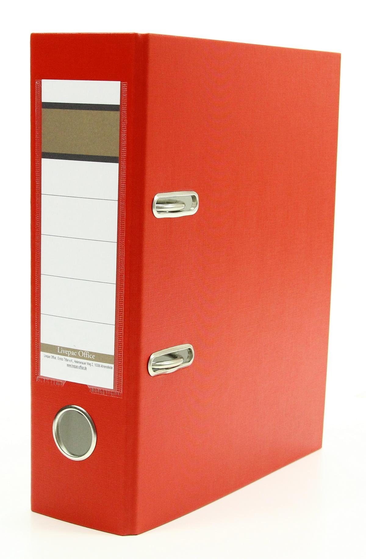 Livepac Office Aktenordner 3x Ordner / DIN A5 / 75mm / Farbe: rot