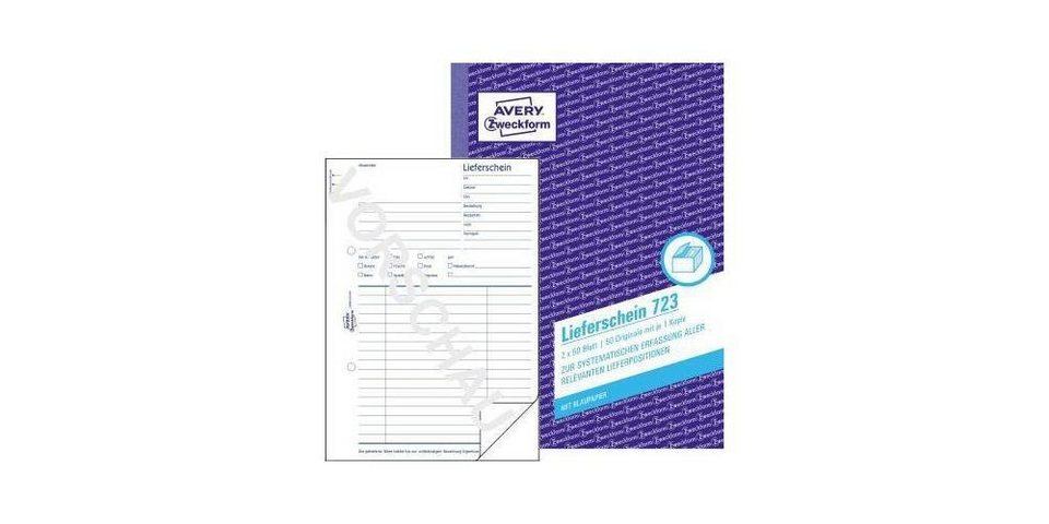Avery Zweckform Formularblock Avery Zweckform 723 Lieferschein A5 2x50 ... Avery Zweckform Formularblock Avery Zweckform 723 Lieferschein A5 2x50 ...