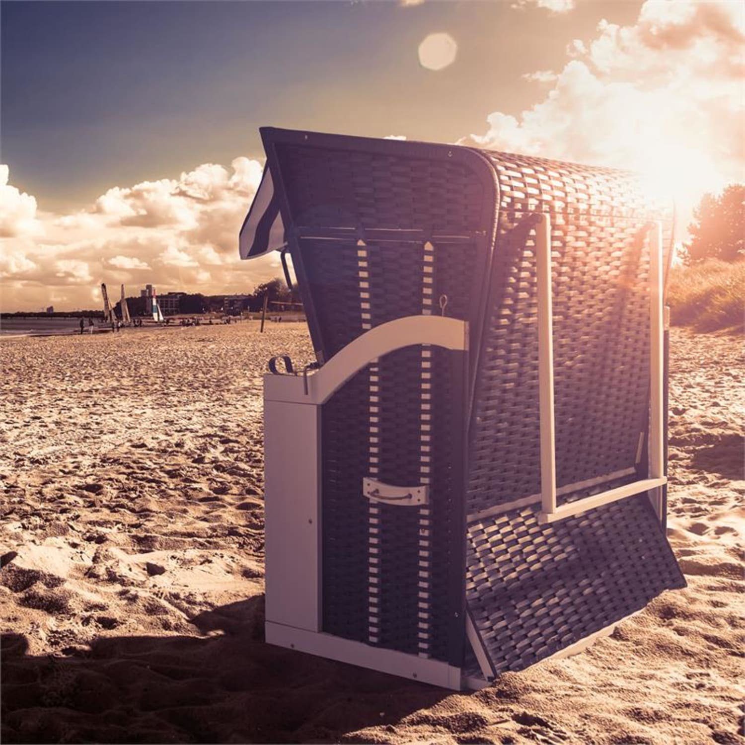 blumfeldt Strandkorb Hiddensee Strandkorb XL 2-Sitzer Volllieger blau ...