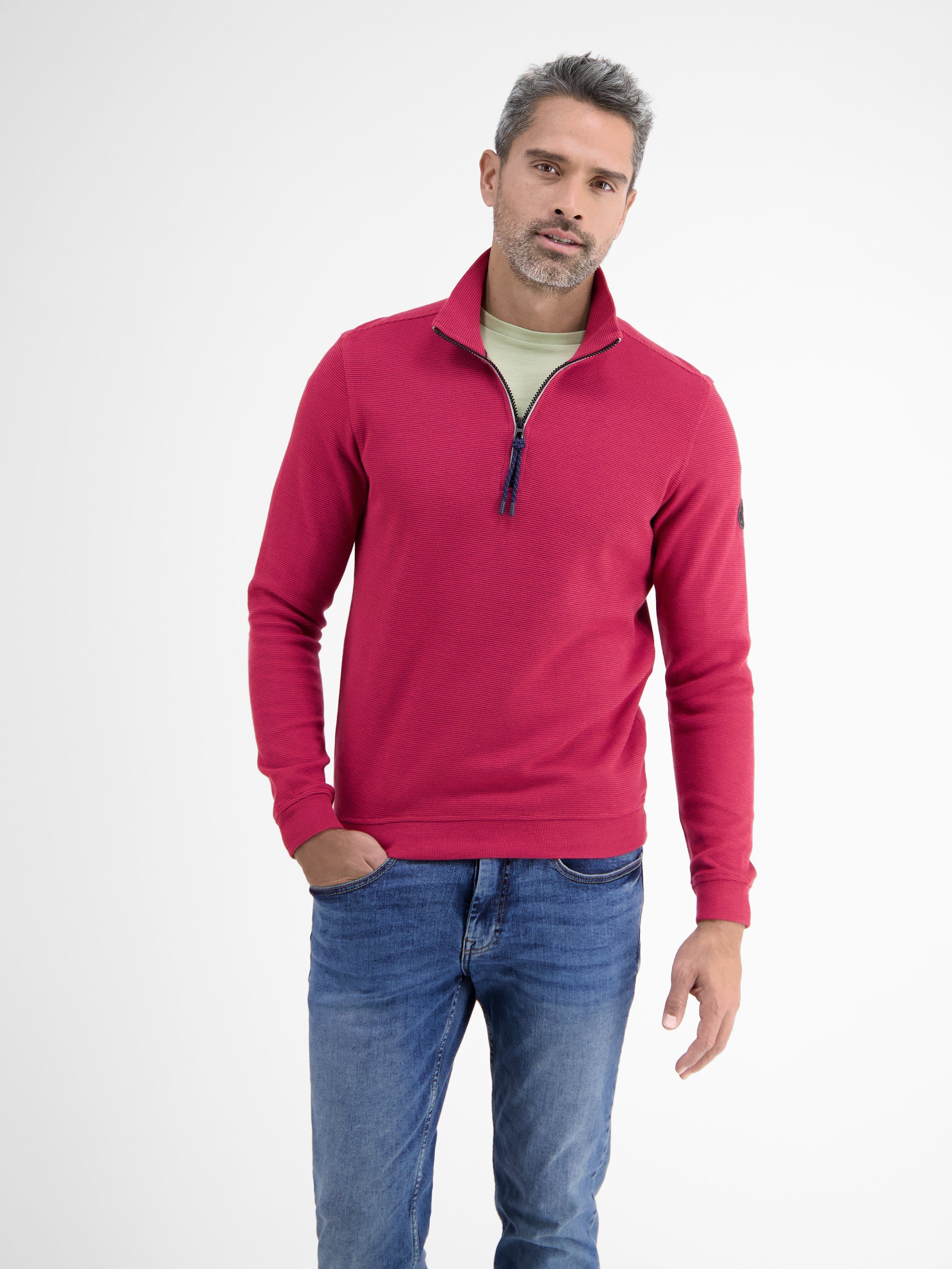 LERROS Sweatshirt LERROS Sweat-Troyer in Ripp-Qualität