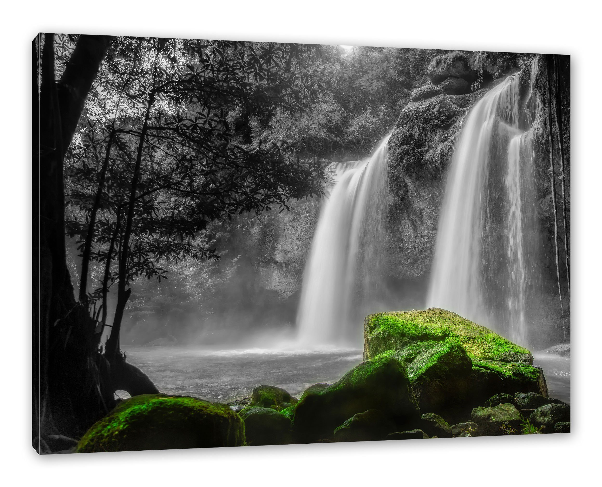 Pixxprint Leinwandbild Wasserfall im Dschungel, Wasserfall im Dschungel (1 St), Leinwandbild ...