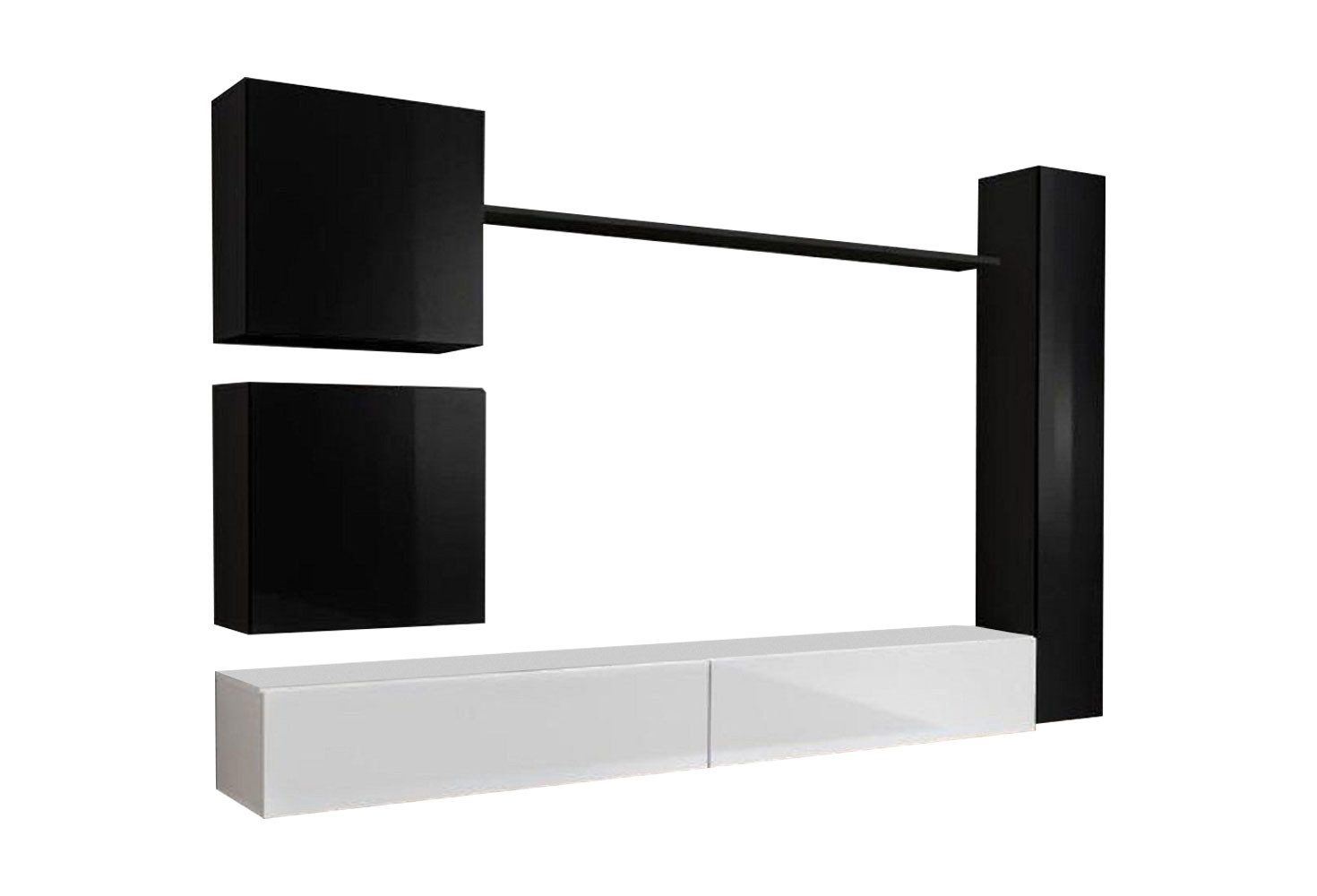 Jvmoebel Wohnzimmer Set Schwarz Wohnwand Designer Wandschrank Tv