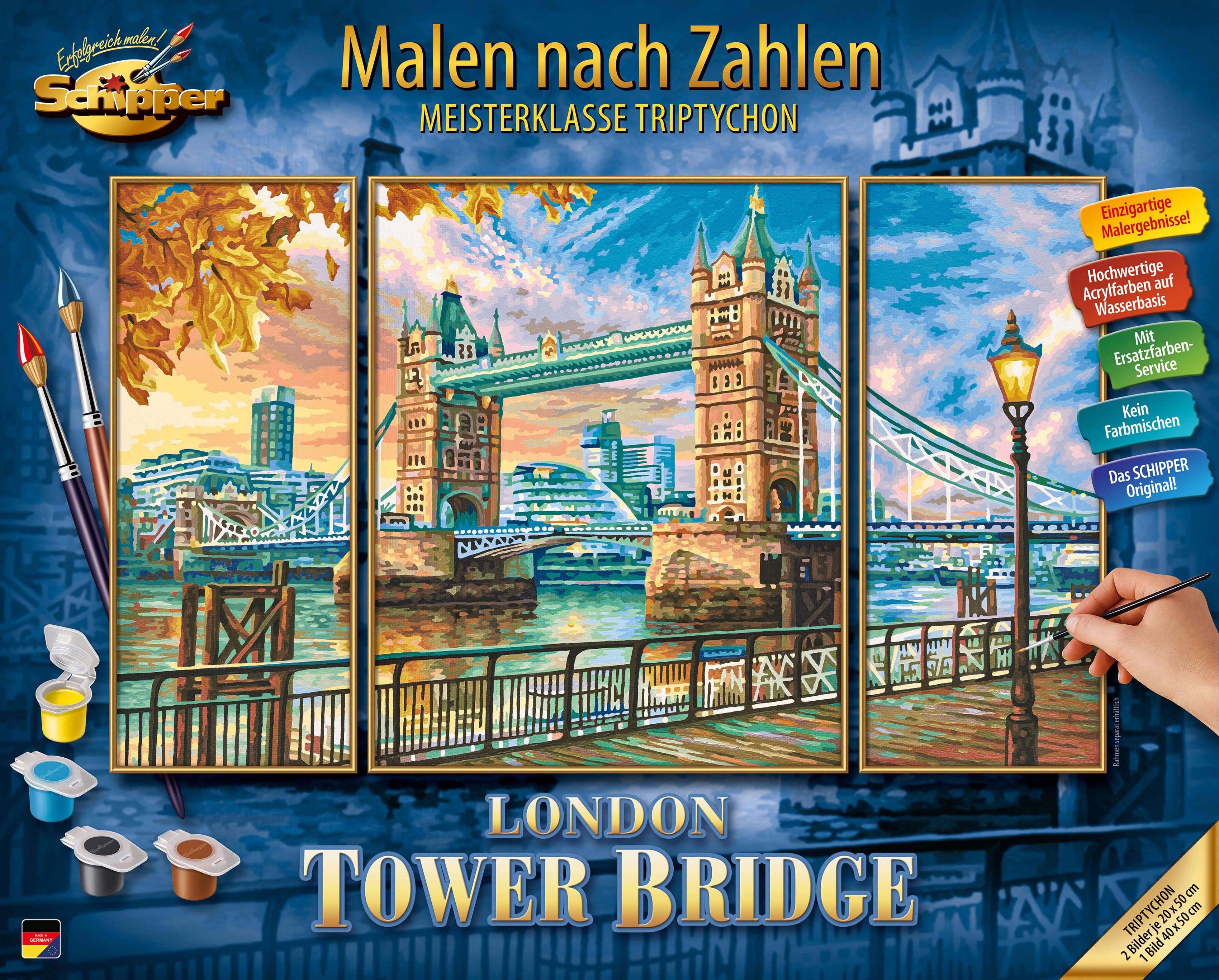 Schipper Malen nach Zahlen Meisterklasse Triptychon - London - Tower Bridge, Made in Germany ...
