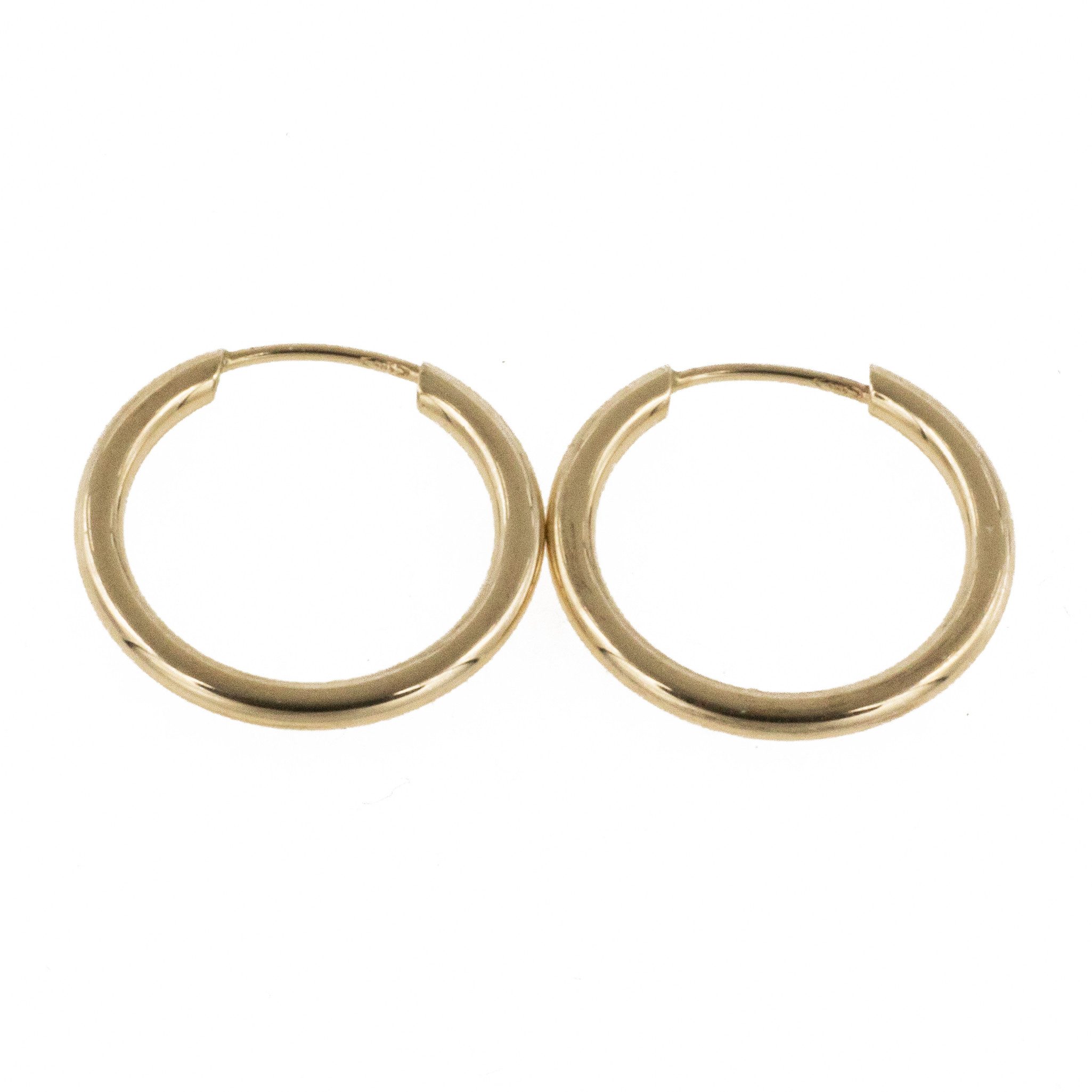 Bella Carina Paar Creolen Creolen Ohrringe aus 585 Gold 14 Karat 15 mm Durchmesser, 585 Gold