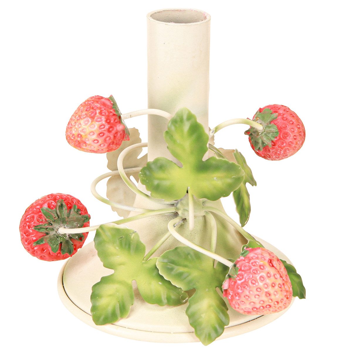 Viana Dekofigur Kerzenständer Metall Creme Erdbeer Deko Sommer 13cm