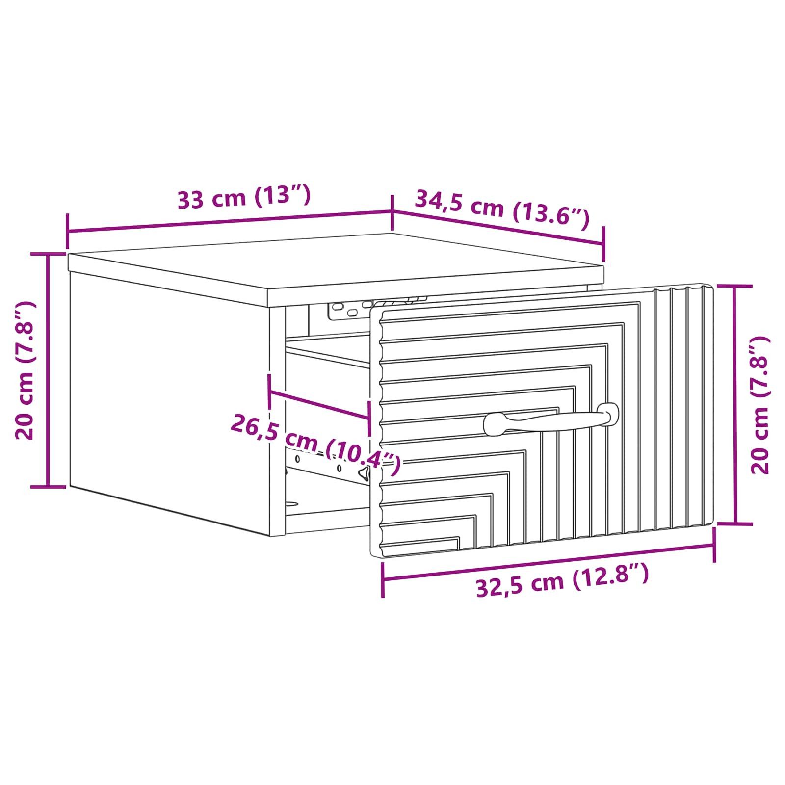 vidaXL Nachttisch Wandmontierter Nachttisch Hochglanz Weiß 34,5 x 33 x ...