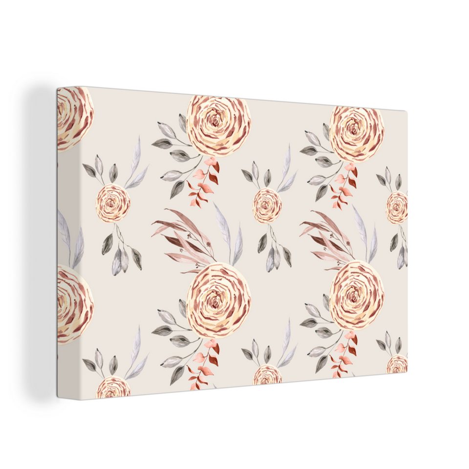 Onemillioncanvasses® Leinwandbild Rosen Blumen Gold Muster 1 St
