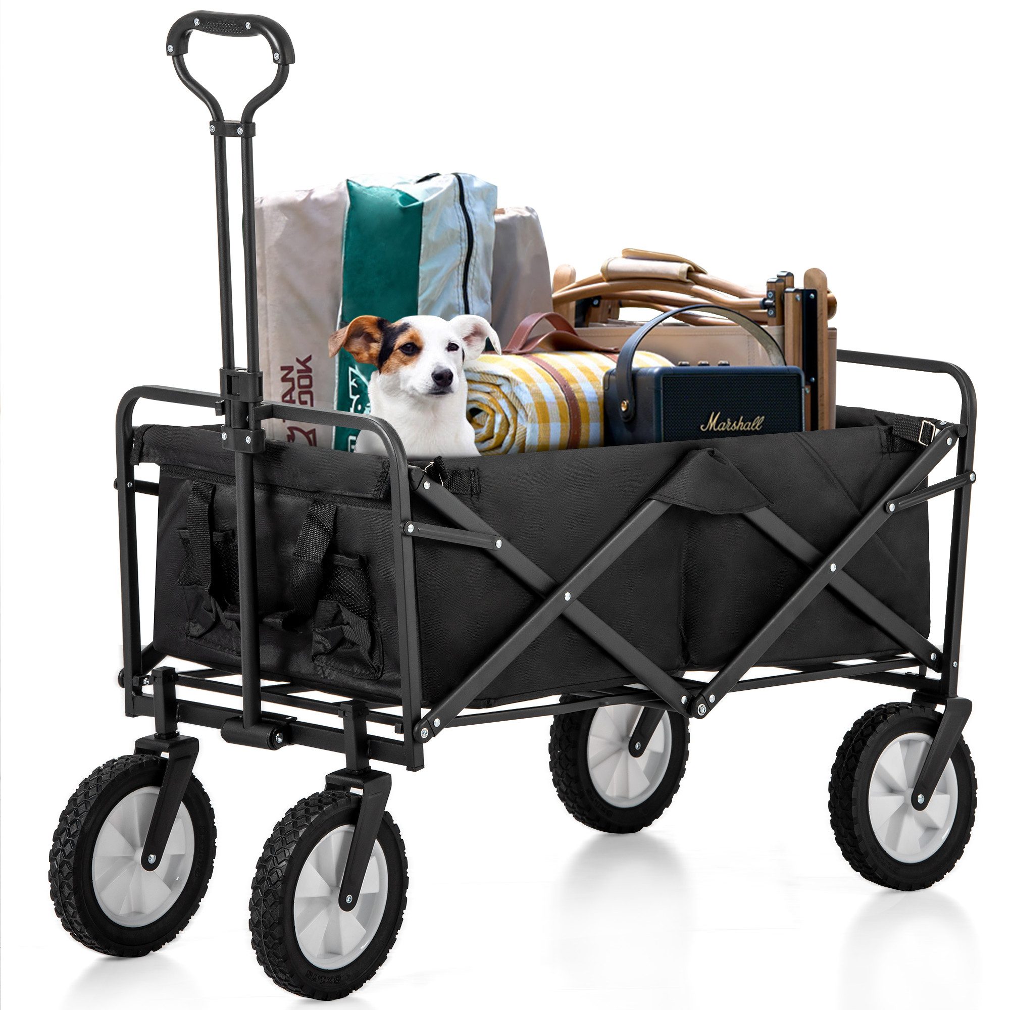 KLAM HOME Bollerwagen Bollerwagen faltbar für kinder zum sitzen, bis 100kg (Bollerwagen mit ...