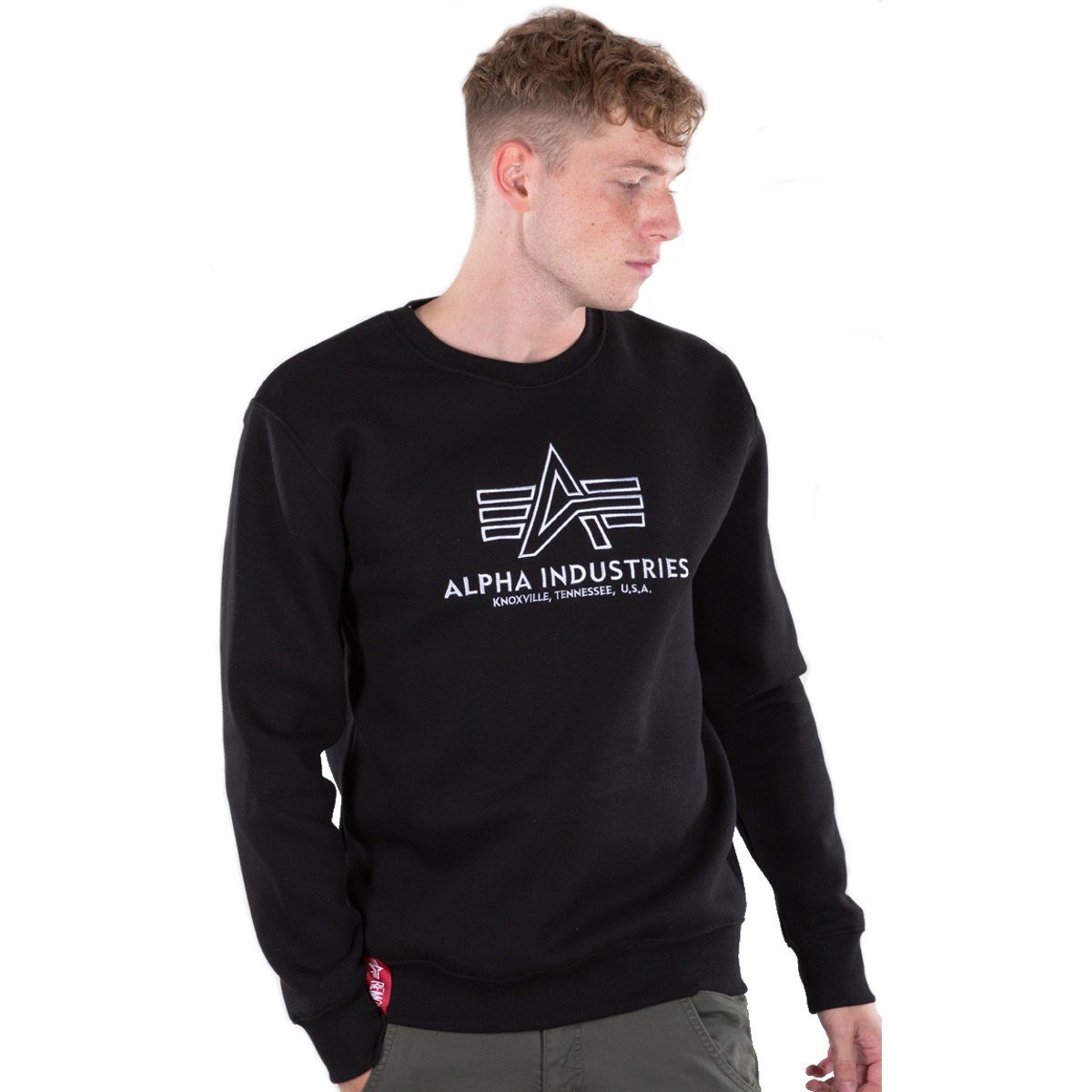 Alpha Industries Sweatshirt Alpha Industries Basic Sweater Embroidery schwarz / weiss