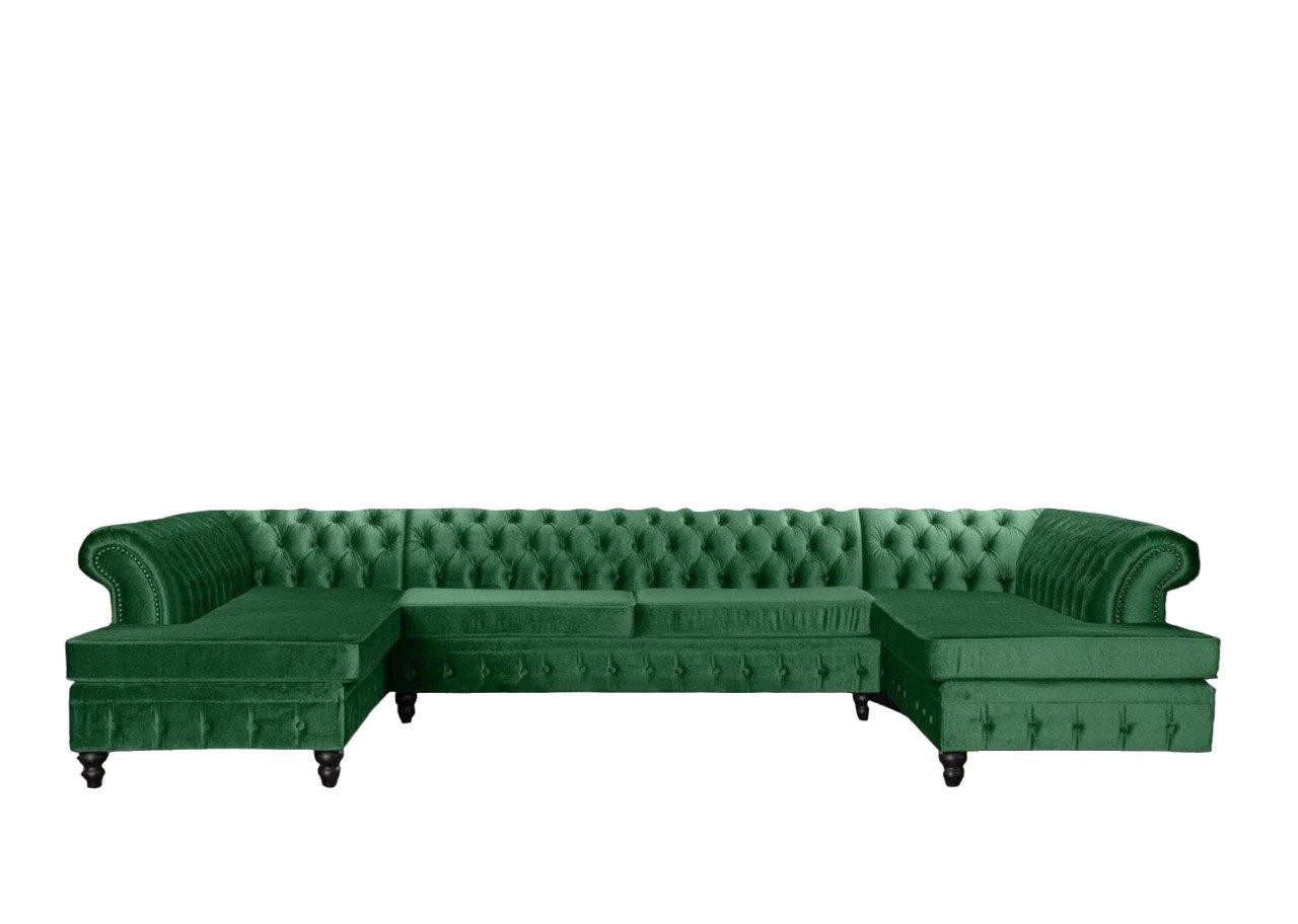 Xlmoebel Ecksofa Grau Chesterfield Dreisitzer Premium Wohnraum