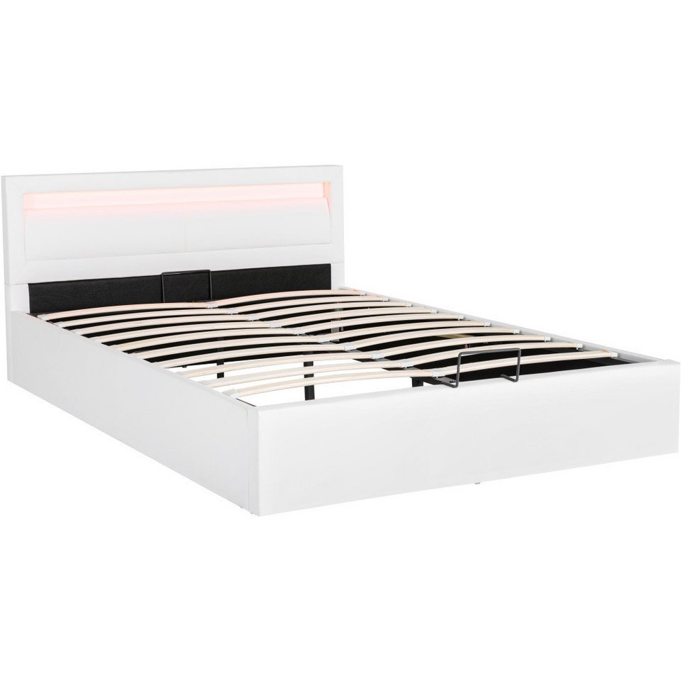 Rutaqian Bettgestell Polsterbett Doppelbett Jugendbett Bett Led Bett