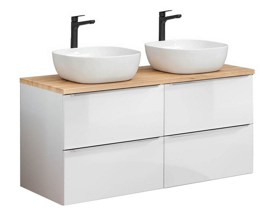 Einfachgutemoebel Waschtisch Set Bad Doppel Waschplatz Capri 120cm 2x