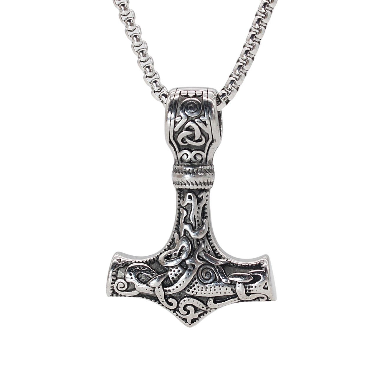 ELLAWIL Edelstahlkette Halskette mit Thor's Hammer Anhänger Wikinger Amulett Thor Mjolnir ...