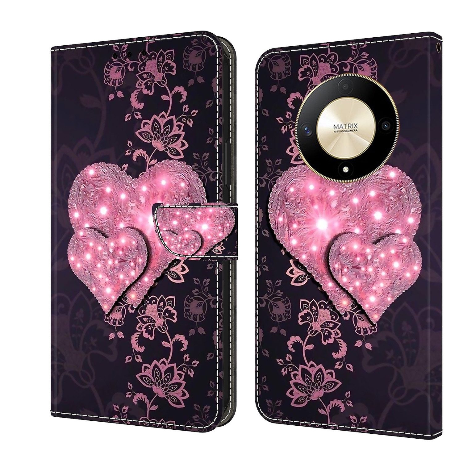 Wigento Handyhülle Für Honor Magic 6 Lite Kunst Leder Book Wallet