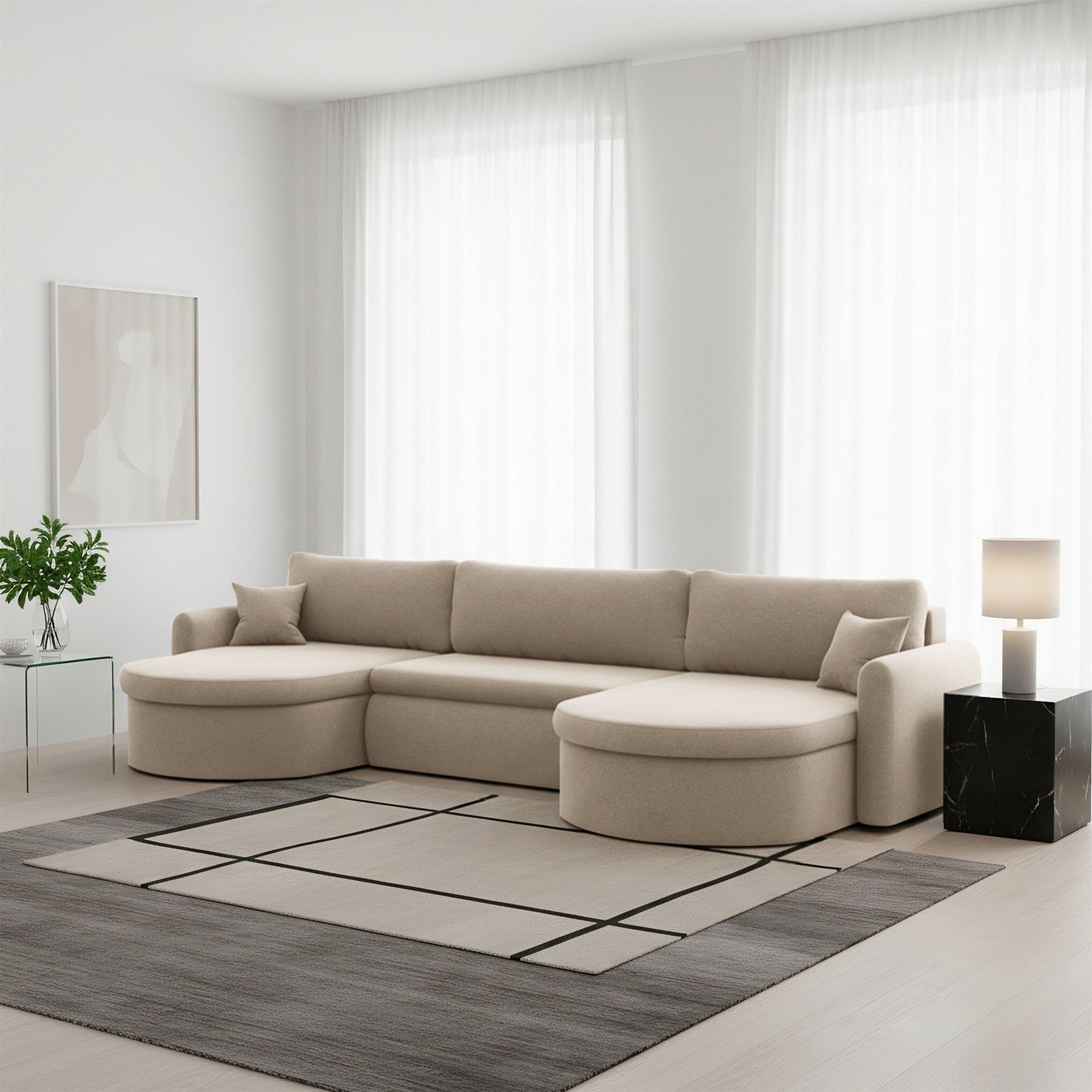 Fun Möbel Wohnlandschaft Sofa mit Schlaffunktion FELIZ, Rundumbezug ...