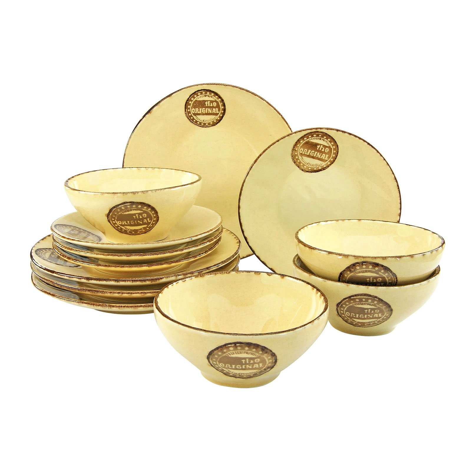 CreaTable Tafelservice Organic BBQ (12-tlg), 4 Personen, hochwertiges Steingut