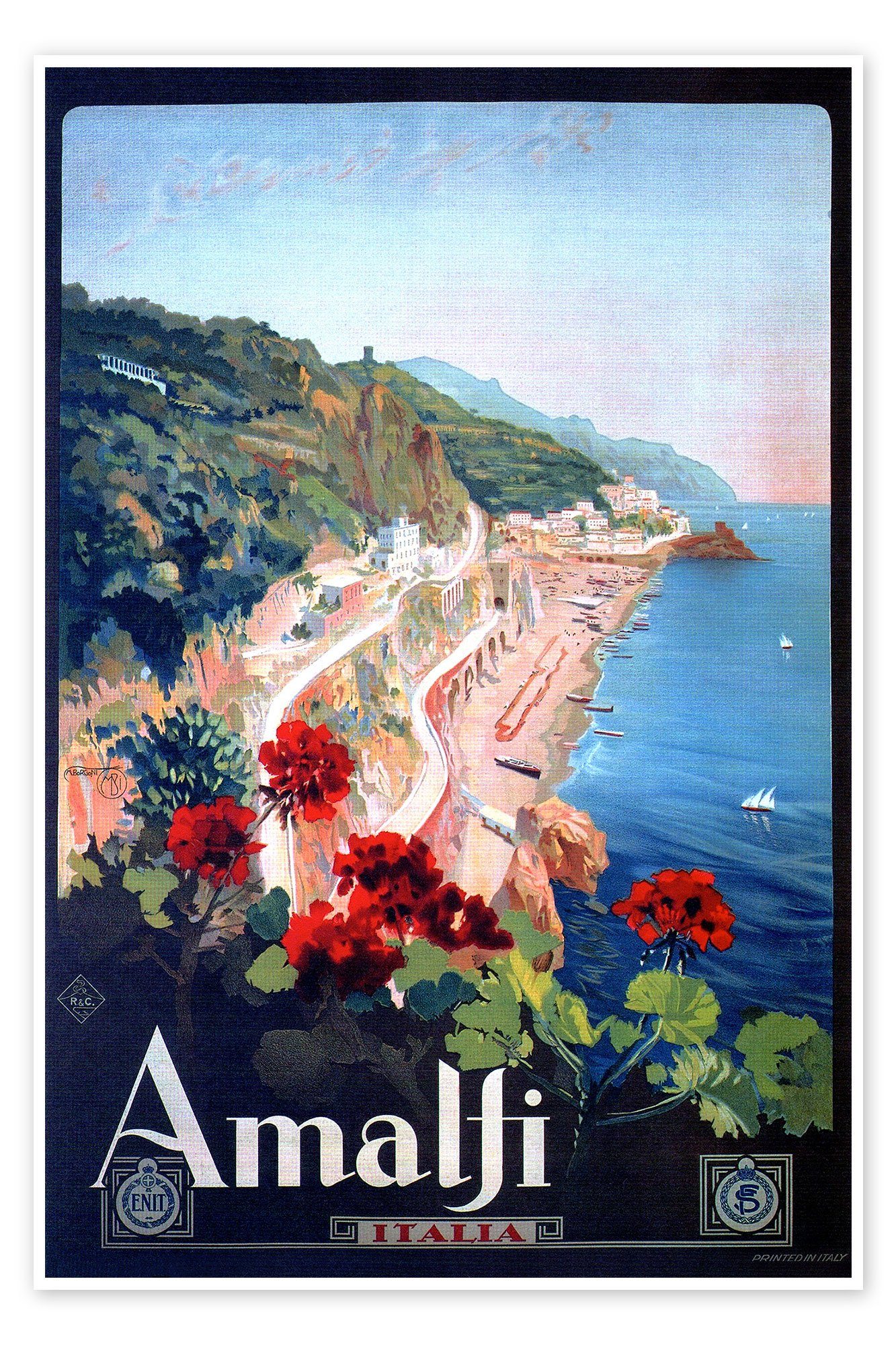 Posterlounge Poster Vintage Travel Collection Amalfi Italien