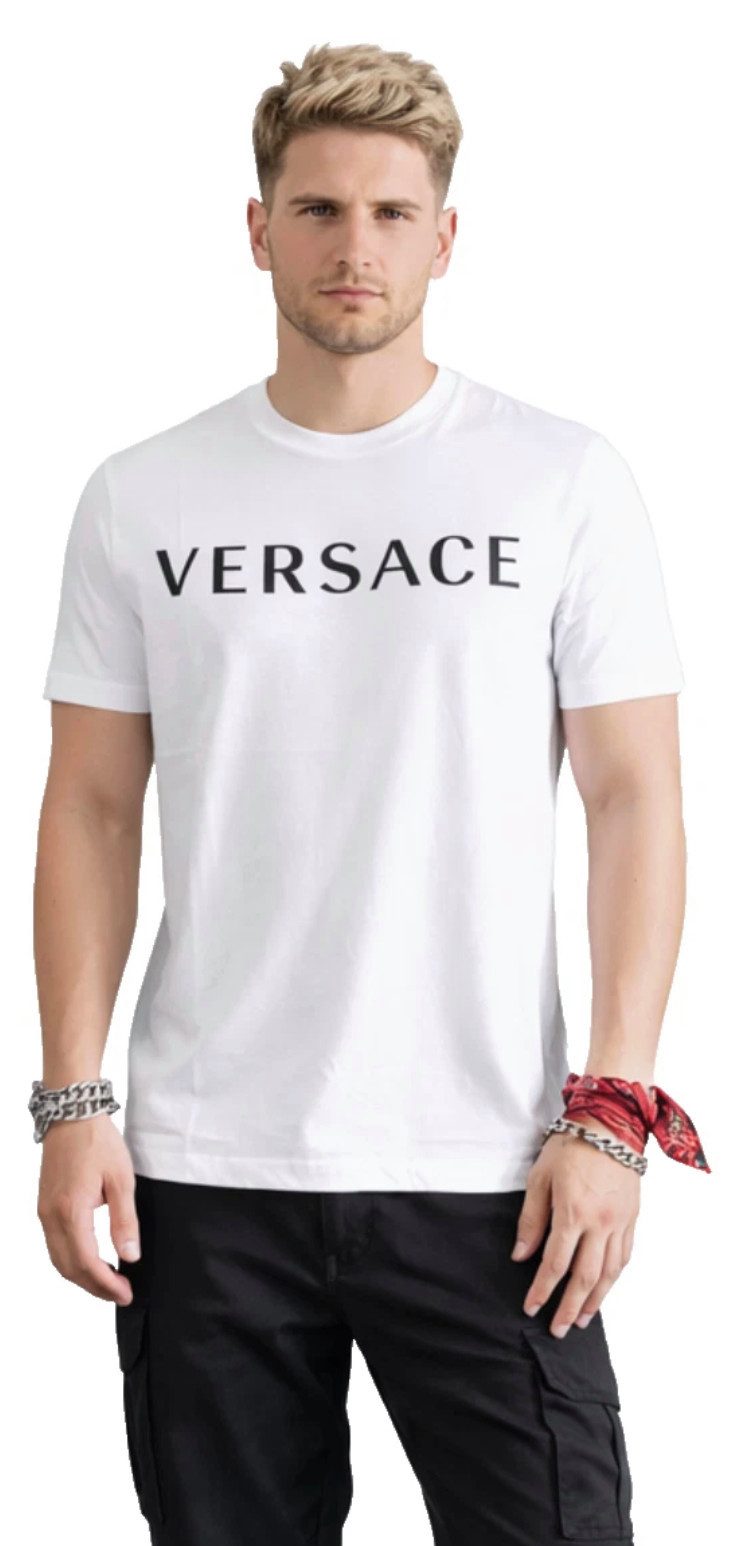Versace T-Shirt Main Line Stickerei Logo Rundhals Kurzarm Tee Unisex ...