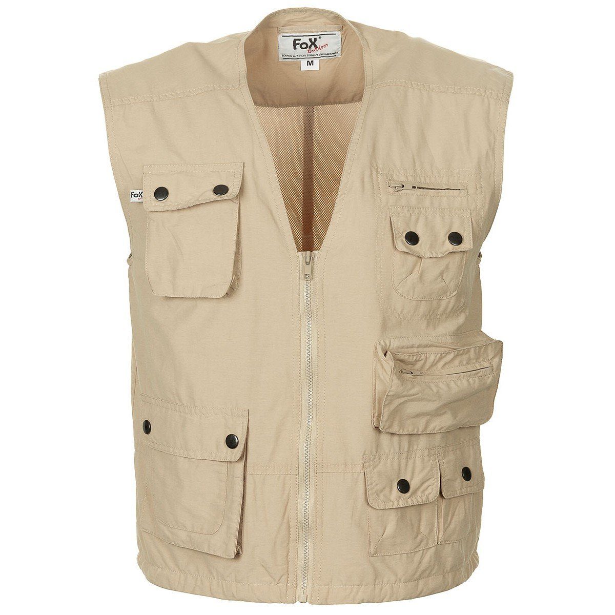 FoxOutdoor Anglerweste Outdoor Weste, khaki, Microfaser M
