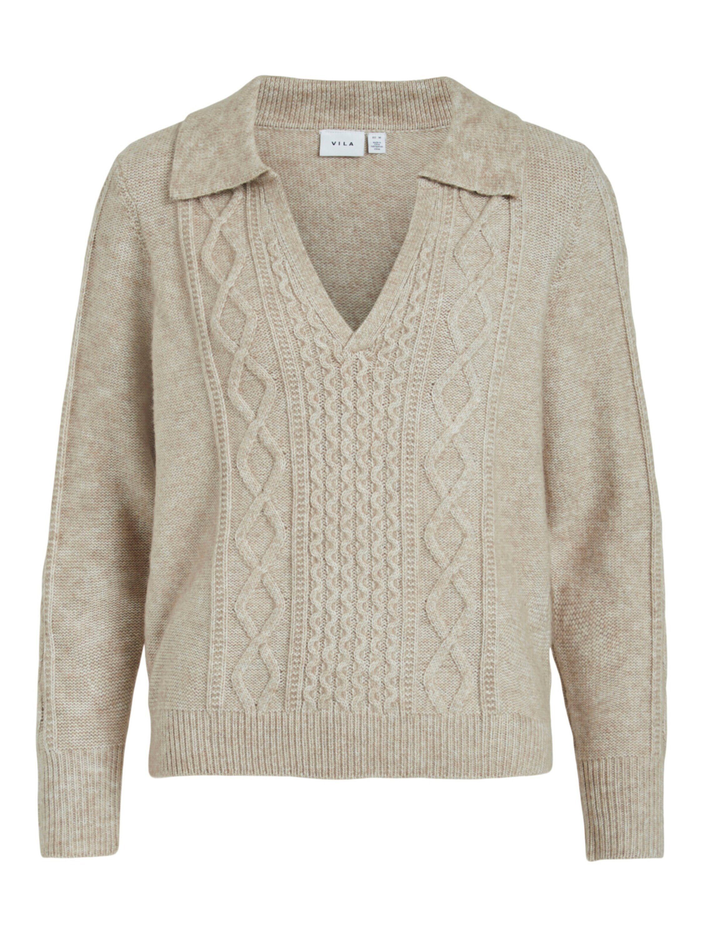Vila Strickpullover Firrah 1 Tlg Plainohne Details Strukturierter Griff