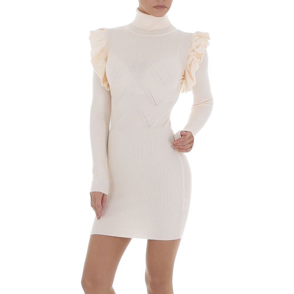 Ital Design Strickkleid Damen Freizeit Volants Stretch Strickoptik