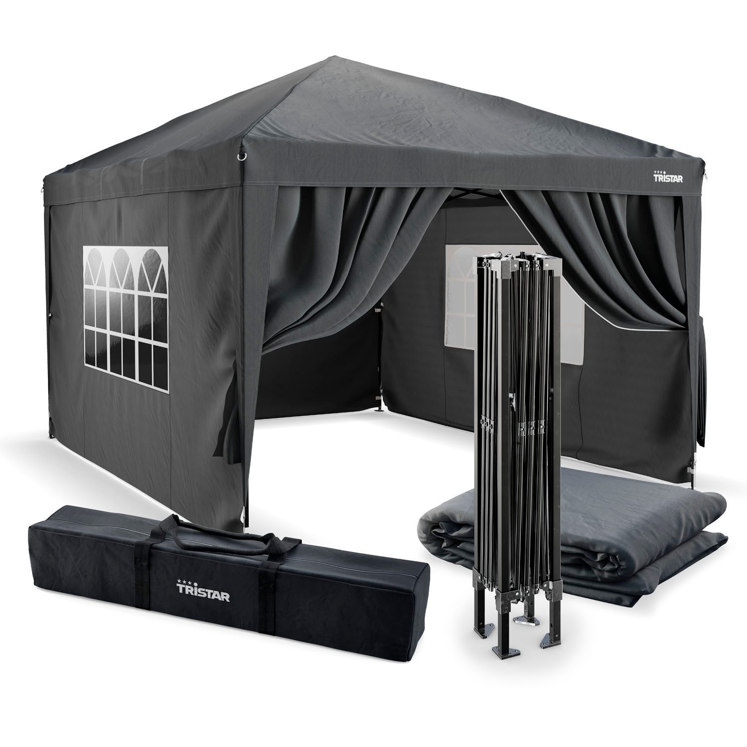 Tristar Pavillon PT-7804, Easy-Up-System – mit 4 Seitenwänden 3x4 m