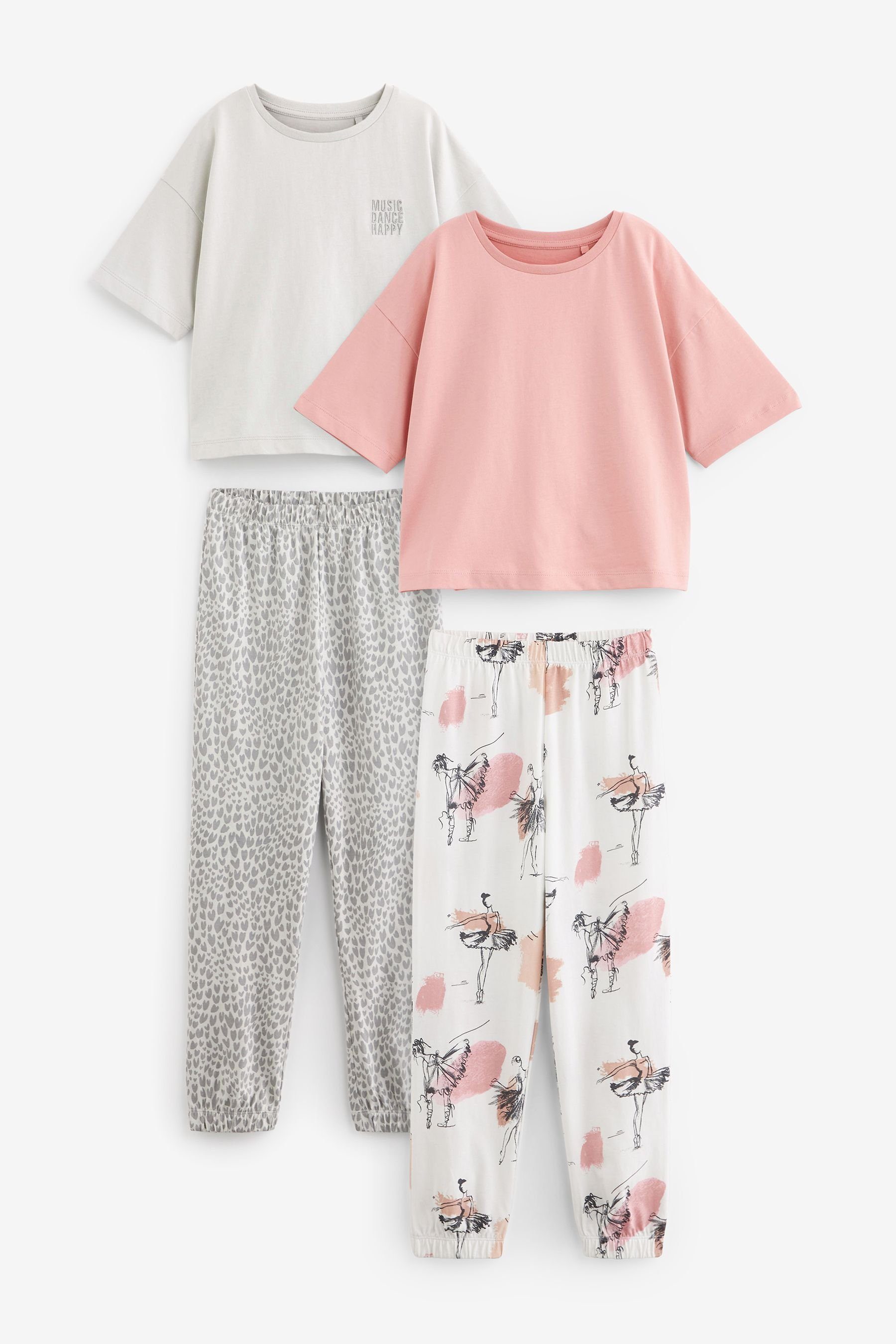 Next Pyjama Schlafanzug Jogginghosen Im 2er Pack 4 Tlg Mode Und