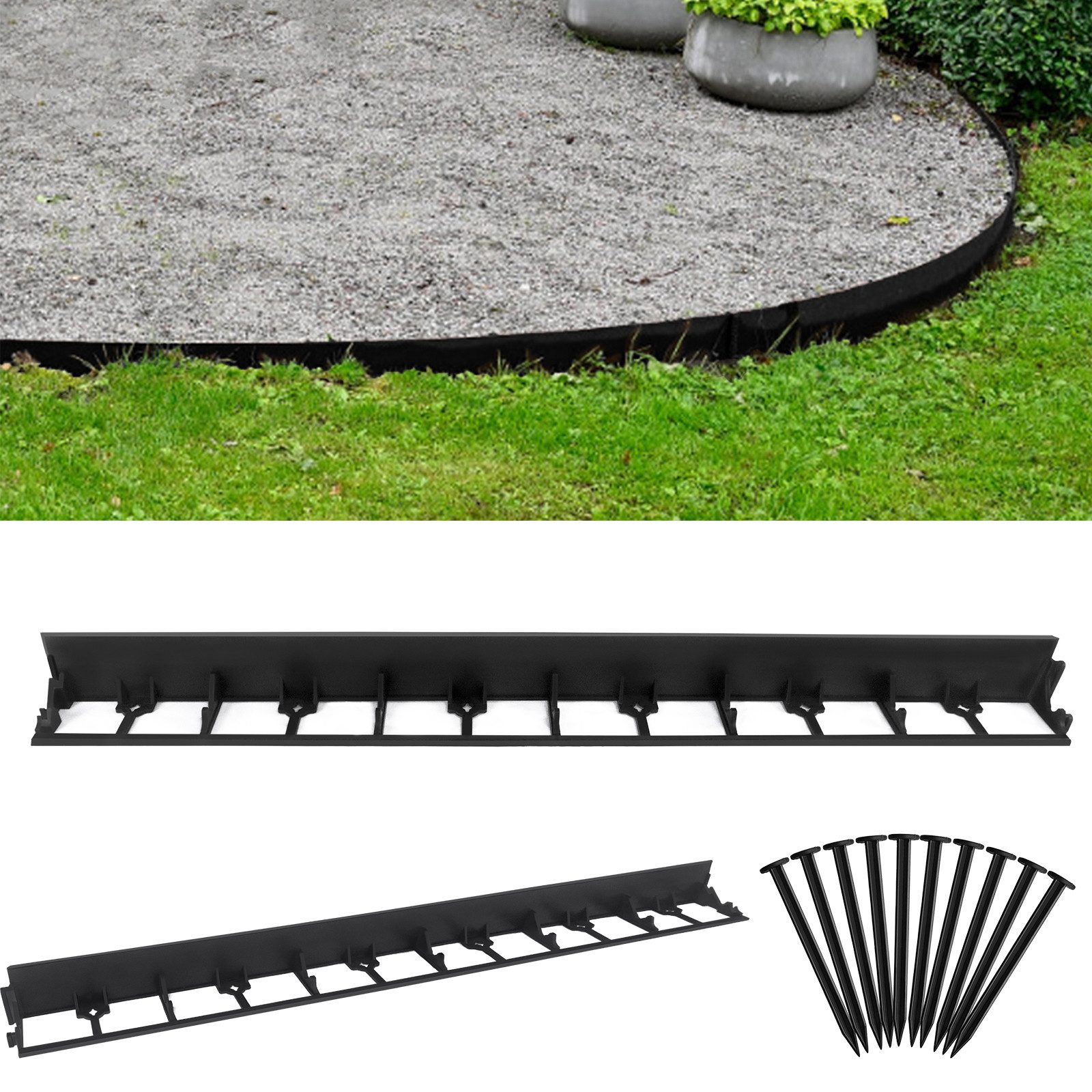 AUFUN Rasenkante Flexible Kunststoff Pflasterkante 12M, Beeteinfassung Beetumrandung, LxH: 100 ...