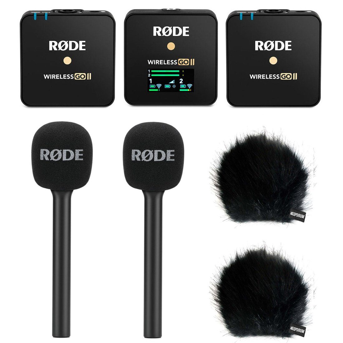 RØDE Mikrofon Wireless GO II Funk-Mikrofon Interview Set (mit 2x Interview GO Handadapter), und ...