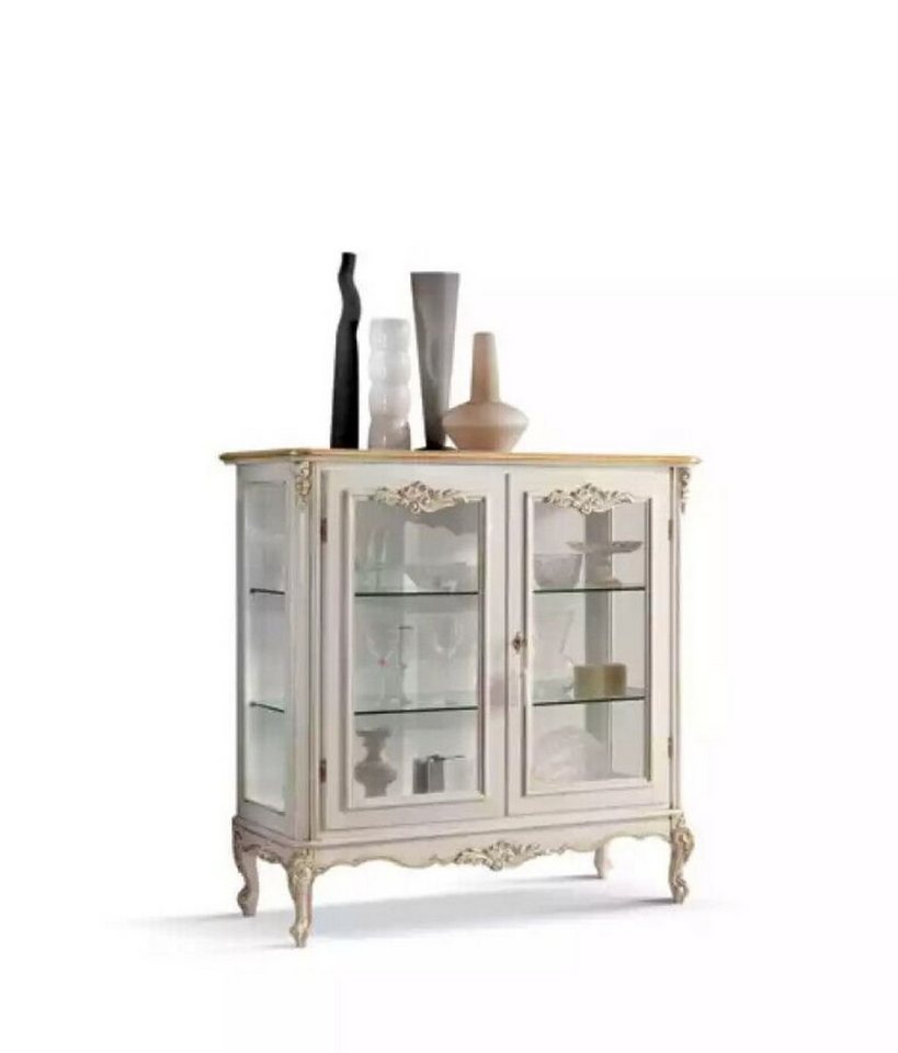 Jvmoebel Vitrine Weiß Holz Vitrine Mit Glas Klassische Italienische
