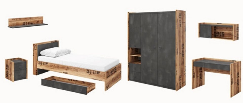 Feldmann Wohnen Jugendzimmer Set Fargo Kleiderschrank Bett