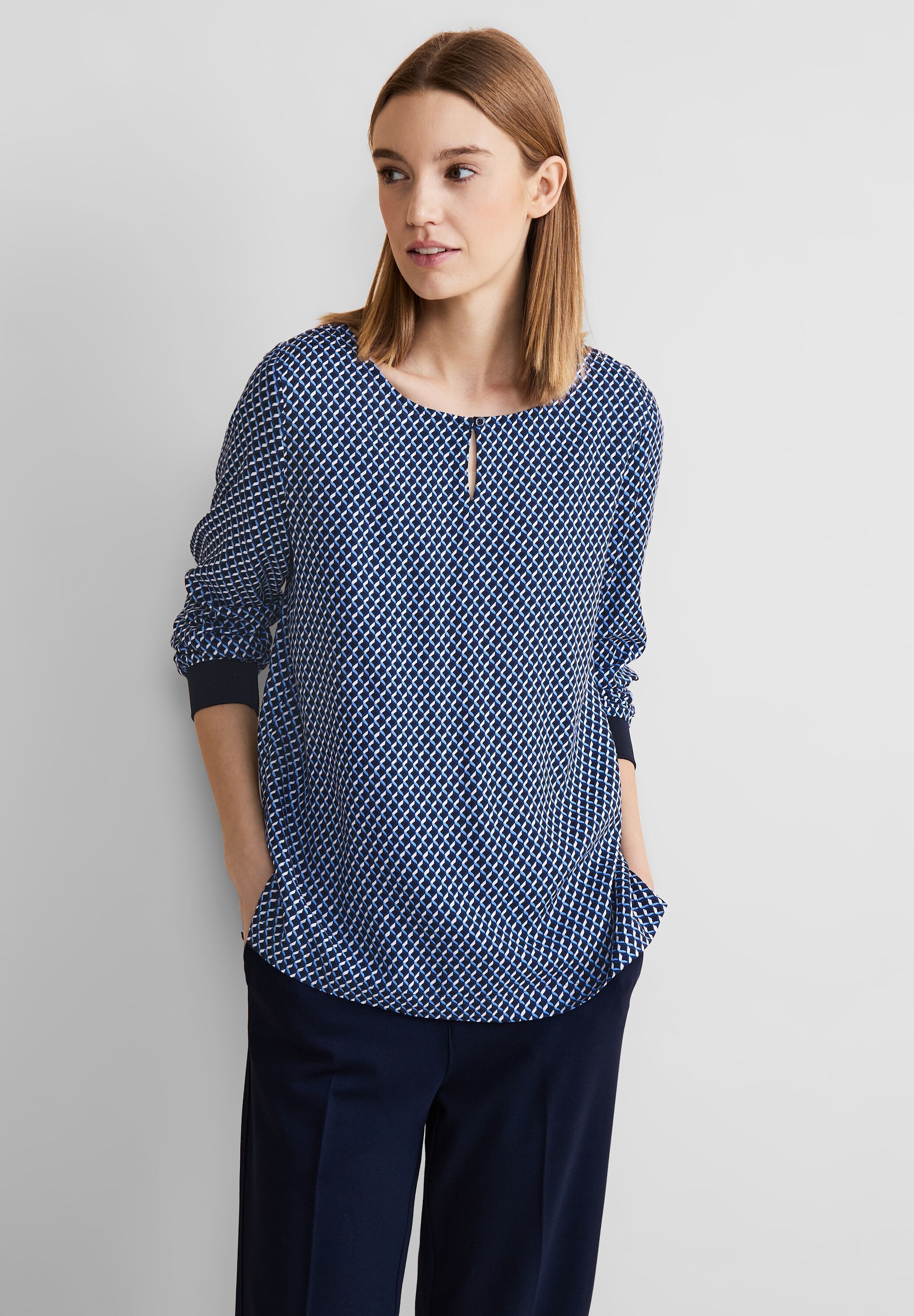 Street One Langarmbluse Aus Softer Viskose Minimalmuster