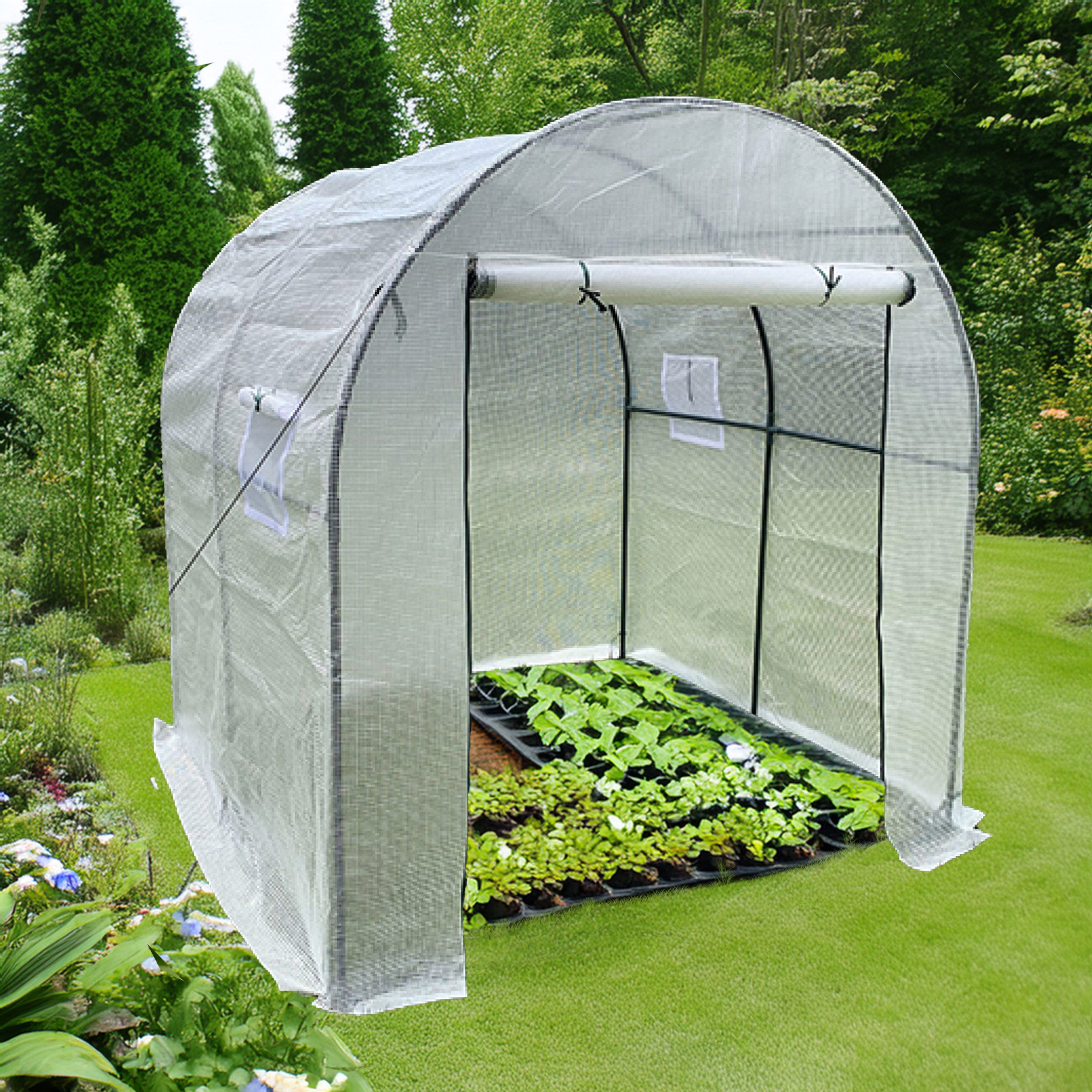 TOPCENT Foliengewächshaus Foliengewächshaus, Tunnelgewächshaus, weiß, 180 x 180 x 197 cm
