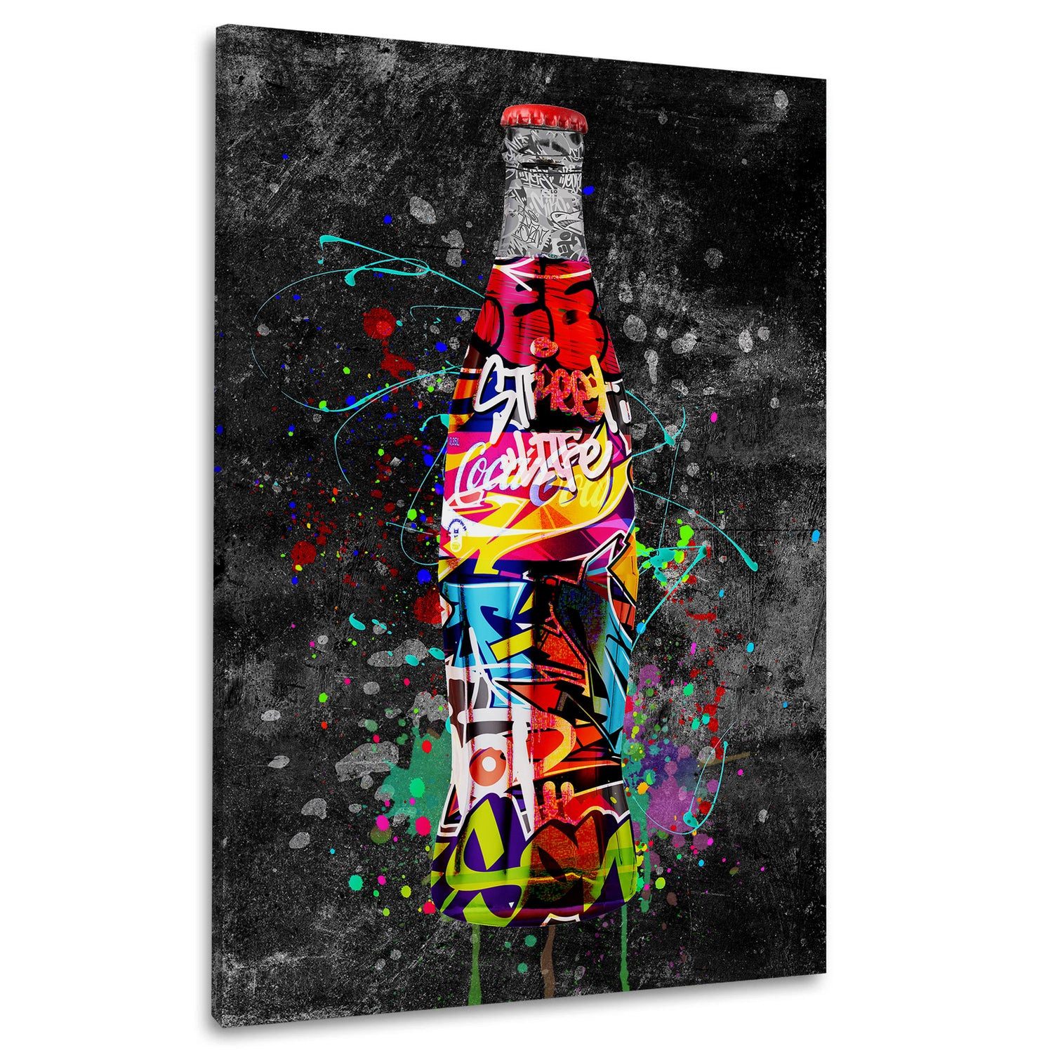 Artedinoi Leinwandbild Street Art Coke Flasche Graffiti Wandbild
