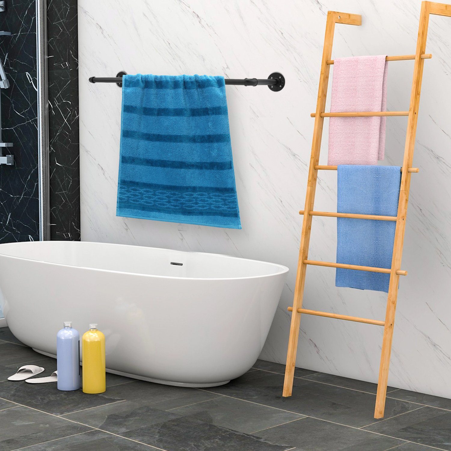 oyajia Kleiderstange Schwarz Metall Kleiderstange Wandmontage Kleiderstange