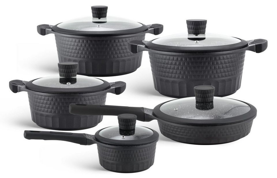 Edenberg Topf Set Schwarze Topfset Klassische Töpfe Kasserolle Pfanne