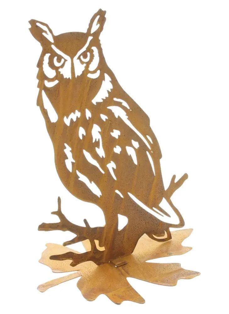 Home-trends24.de Dekofigur Eule Figur Herbst Garten Deko Rostoptik H. 26 cm