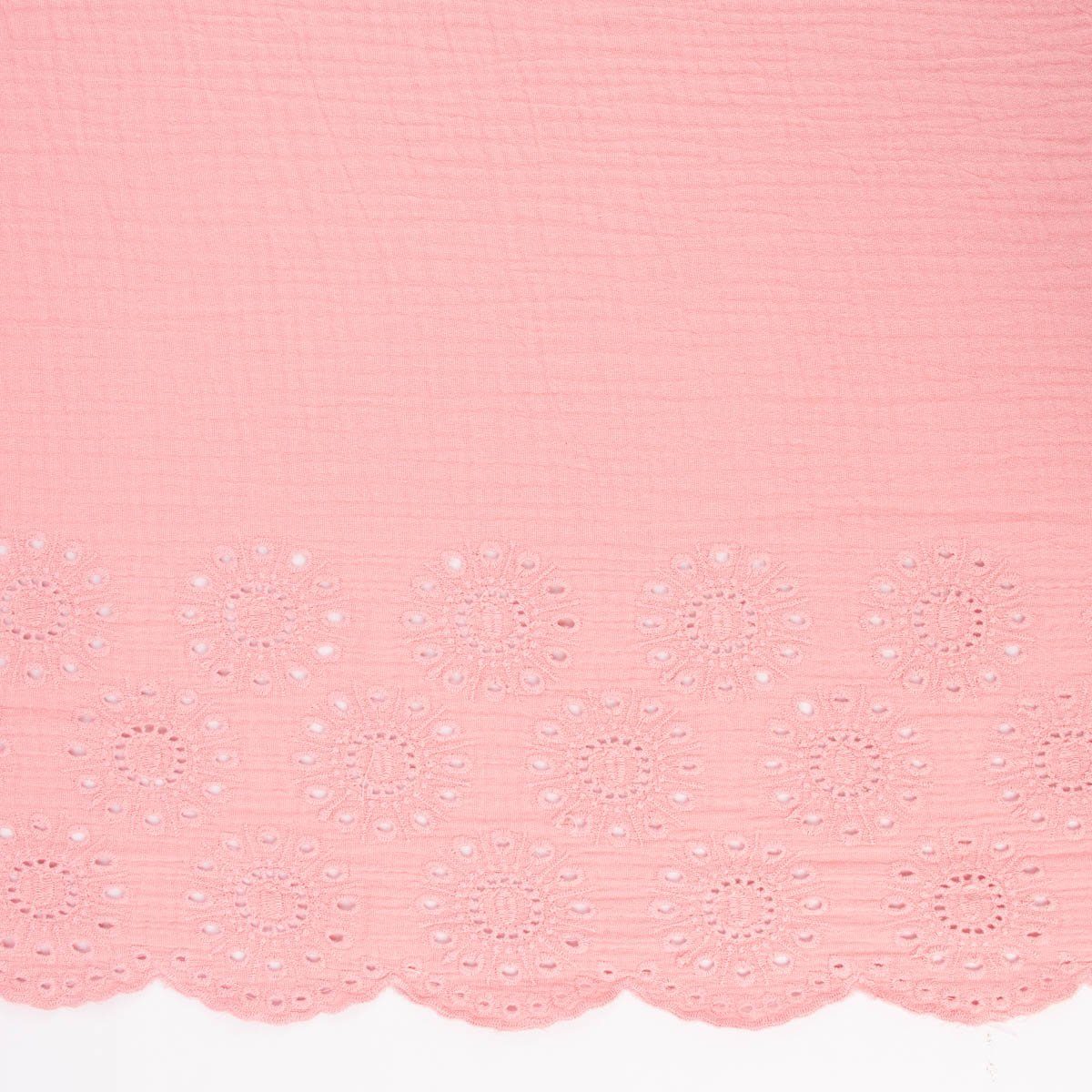 SchÖner Leben Stoff Double Gauze Bogenkante Lochstickerei Kreise Blume