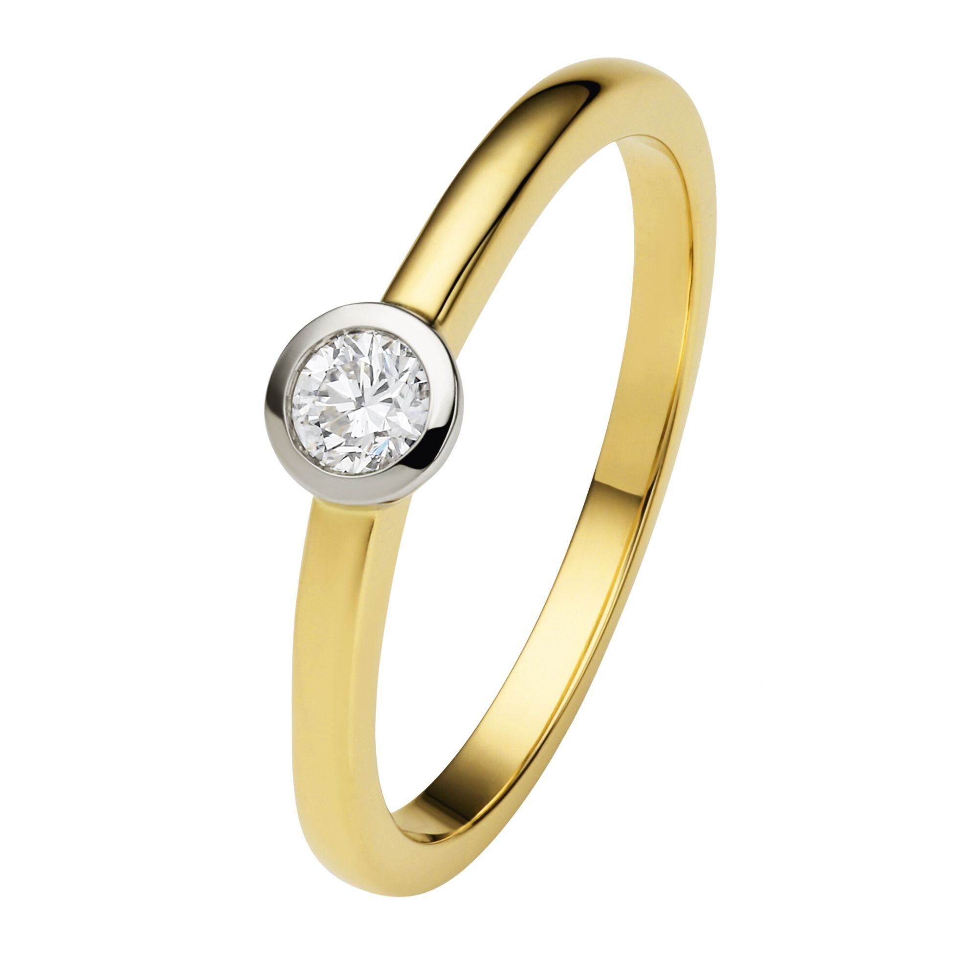 ONE ELEMENT Diamantring 0.15 ct Diamant Brillant Zarge Ring aus 585 Gelbgold, Damen Gold Schmuck ...