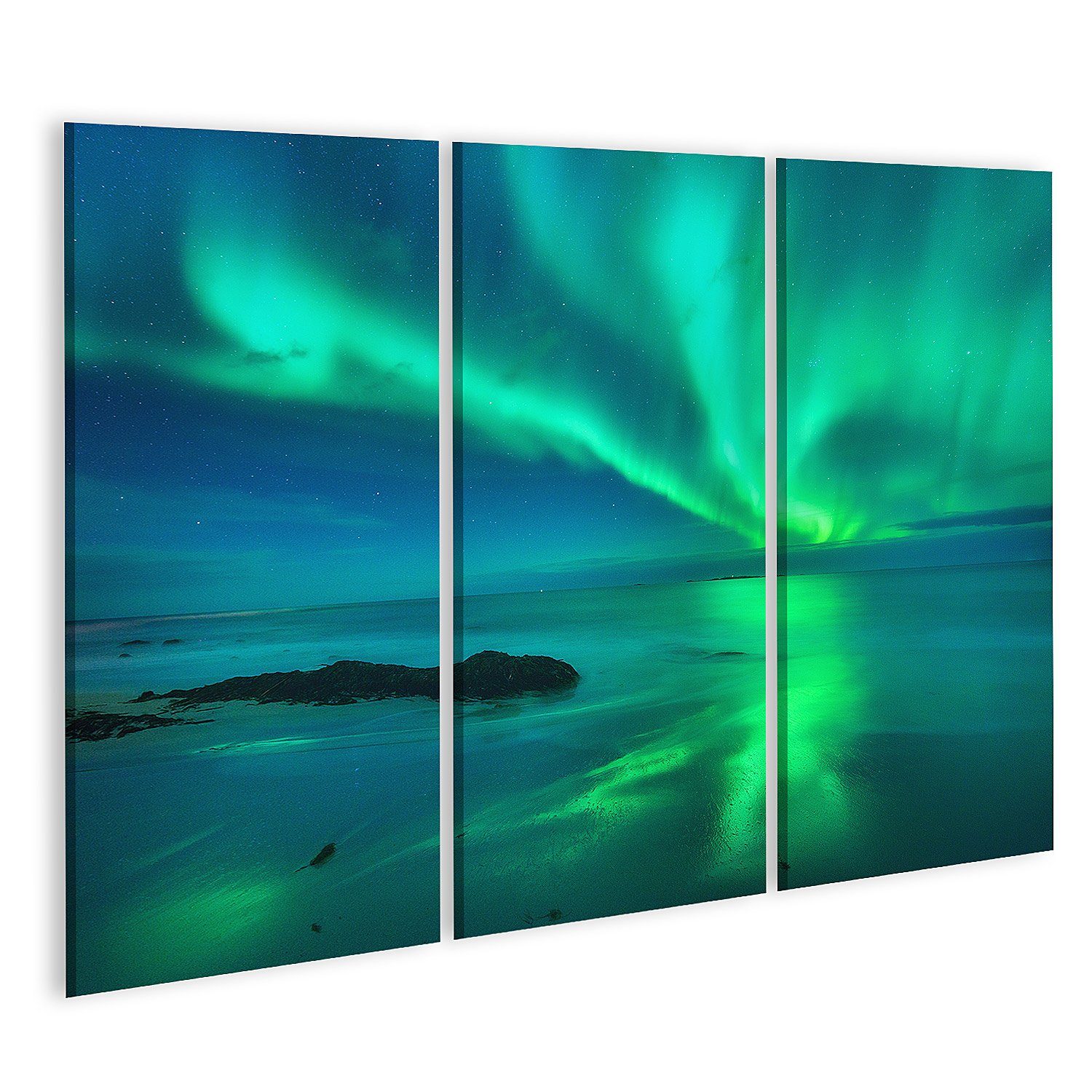 islandburner Leinwandbild Bild auf Leinwand Aurora Auf Dem Meer Nordlichter Auf Den Lofoten Norw