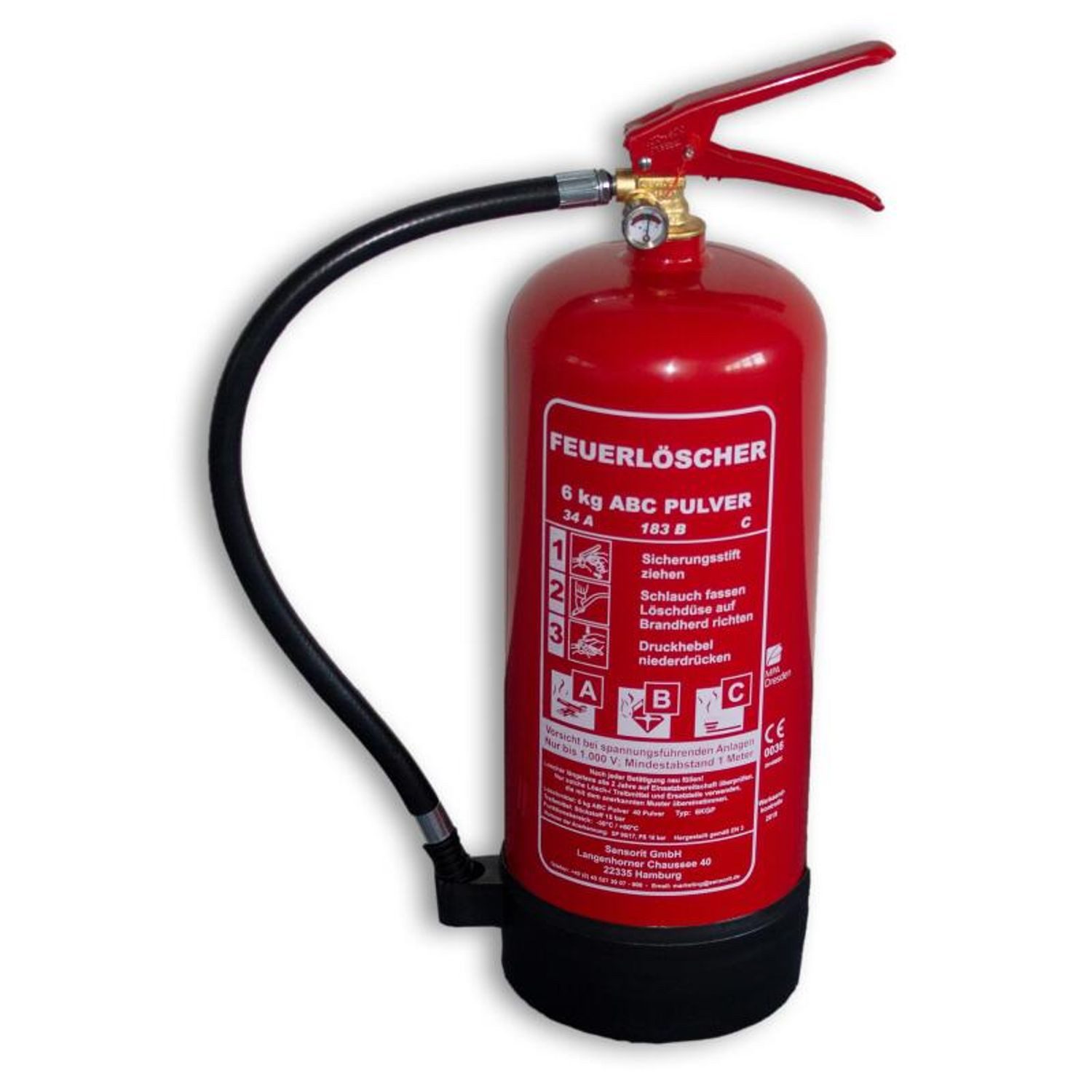 Sensorit Pulver-Feuerlöscher ABC Pulverfeuerlöscher 6kg Feuerlöscher