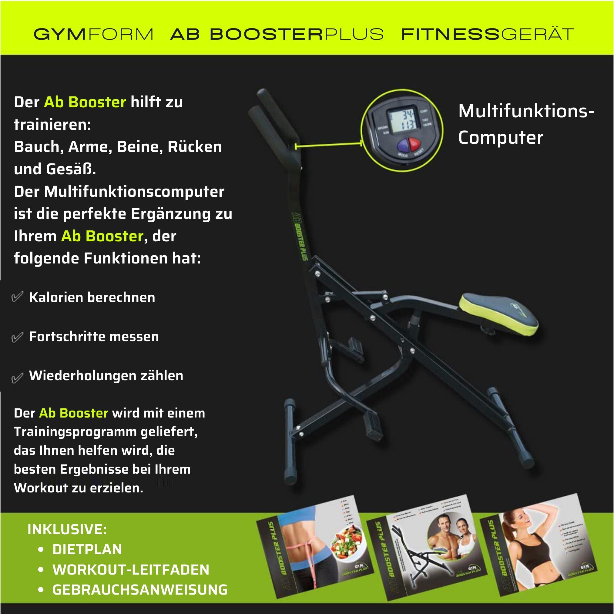 Gymform® Heimtrainer Ab Booster PLUS Ganzkörper-Trainingsgerät (inkl ...