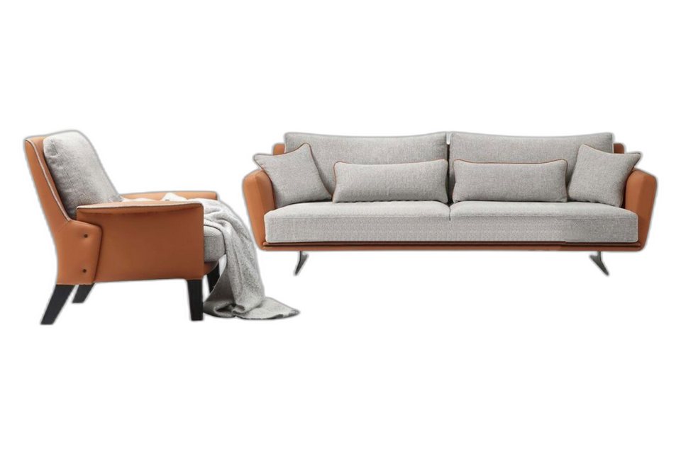 Xlmoebel Wohnzimmer Set Couchset 3 1 Sitz Wohnzimmersofa In Orange