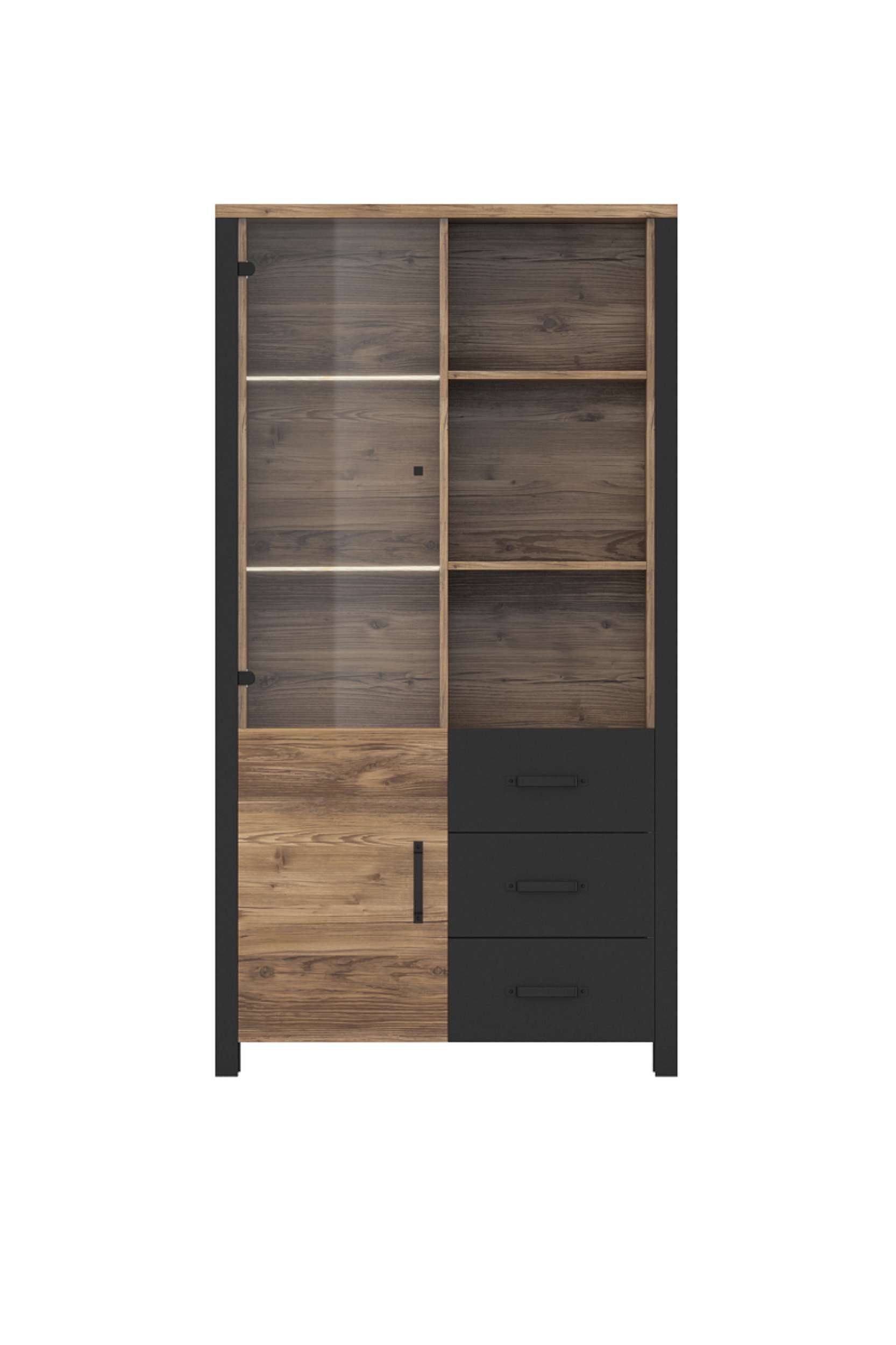 99rooms Vitrine Den Appenzeller Fichte Schwarz Matt Standvitrine