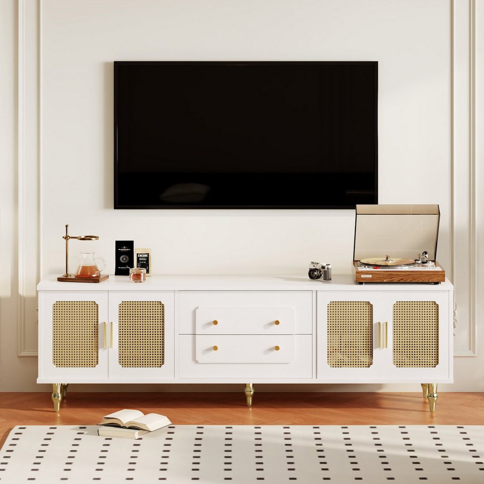 Modfu Lowboard Tv Schrank Fernsehtisch Tv Möbel Im Retro Stil Mit 4