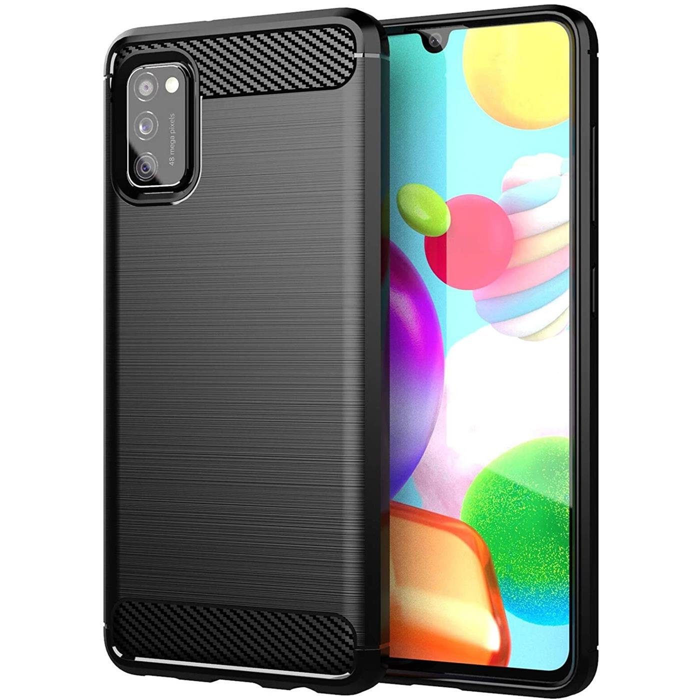 CoolGadget Handyhülle Carbon Handy Hülle für Samsung Galaxy A41 6,1 Zoll, robuste Telefonhülle ...