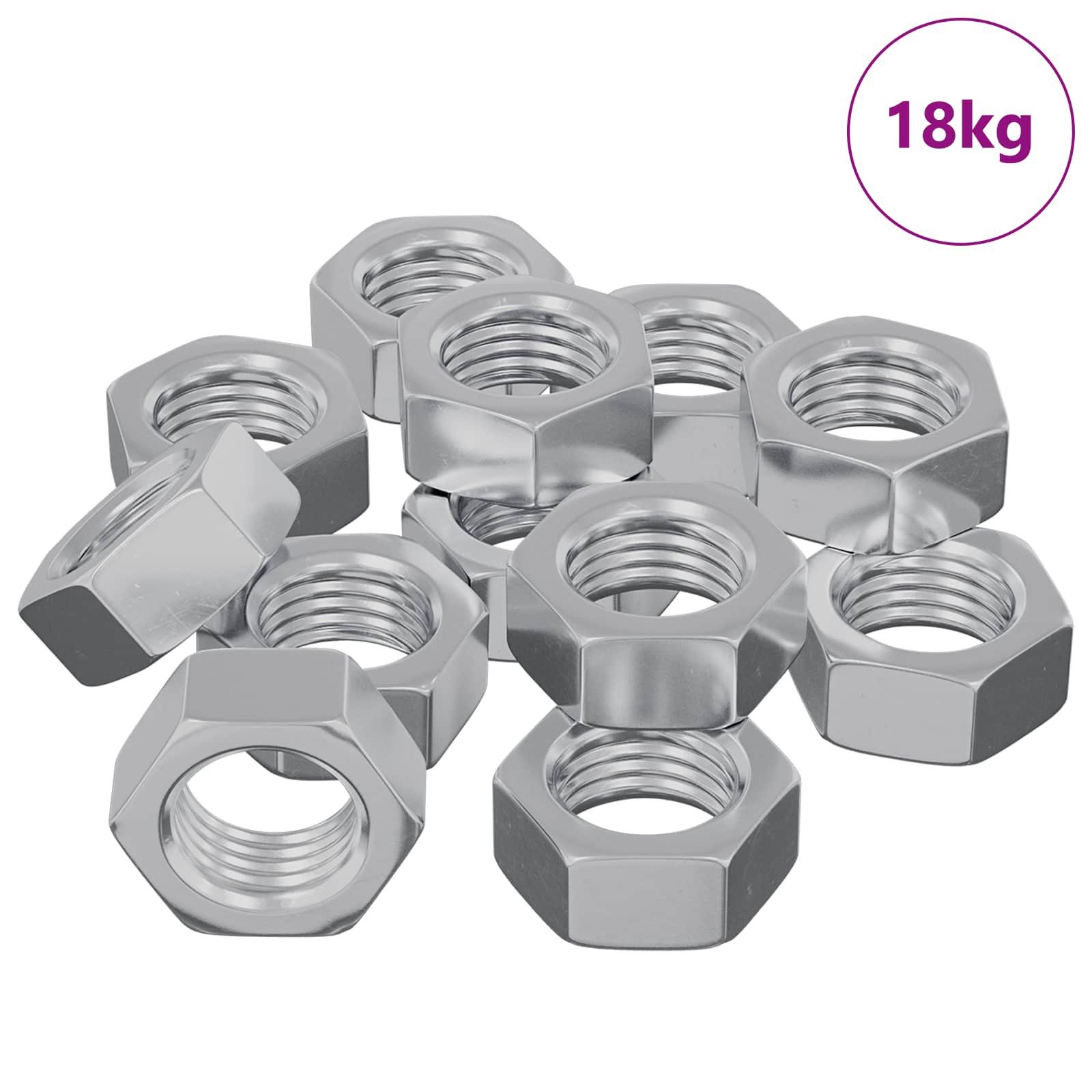 vidaXL Muttern Sechskantmutter 9000 pcs Silber Metall, (9000-St)