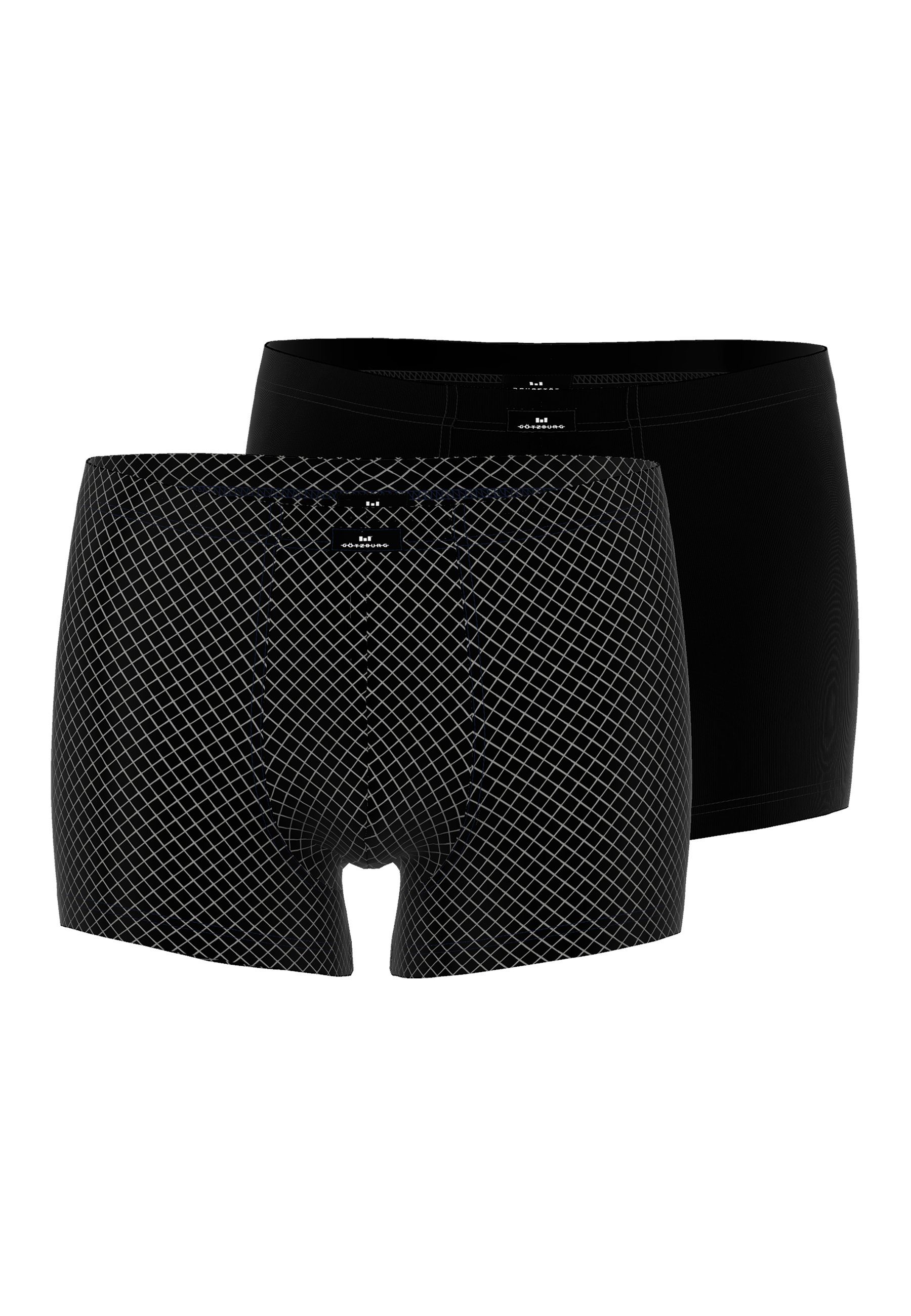GÖtzburg Boxershorts GÖtzburg Herren Pants Schwarz Bedruckt 2er Pack 2 St